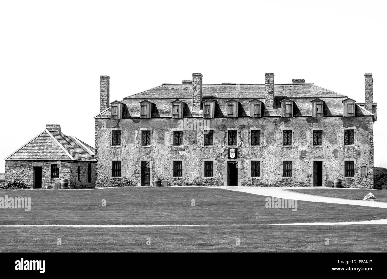 Black and white of a Pre-Revolutionary War building in New York State ...