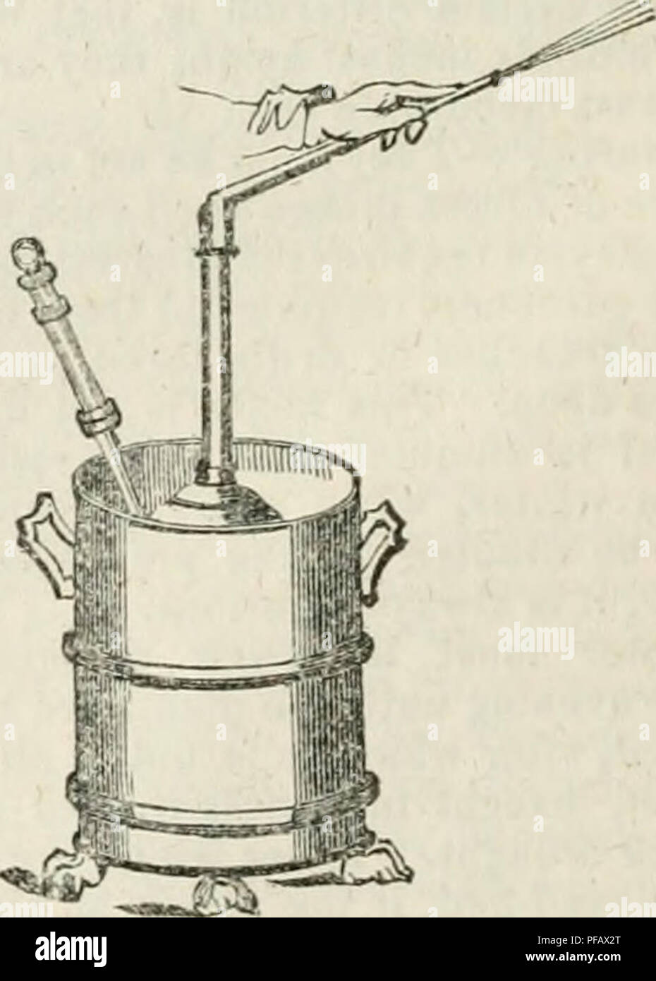 This image shows a garden engine with a curved barrel design that ...