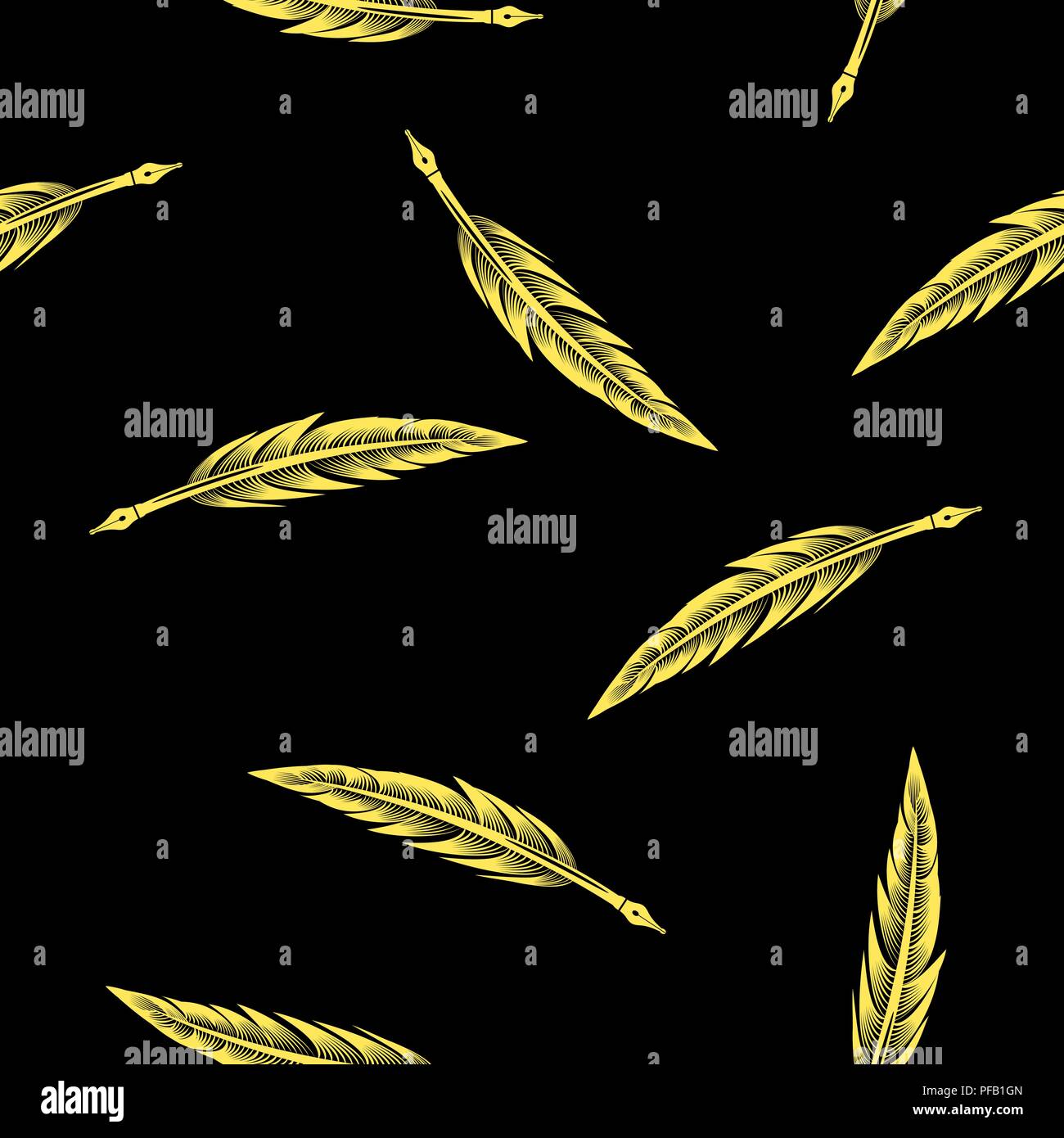 Yellow Feathers Seamless Pattern Stock Vector Image & Art - Alamy