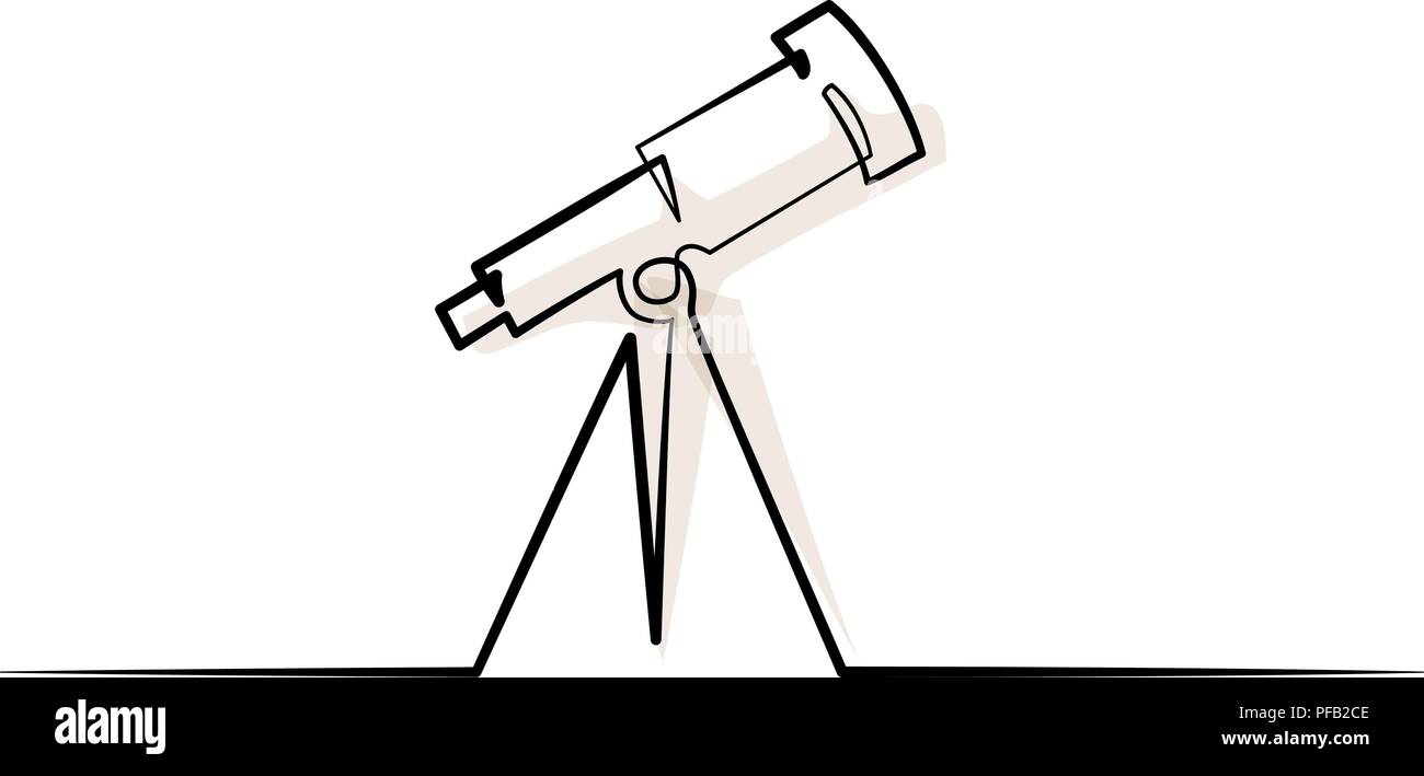 Continuous one line drawing. School Telescope icon. Vector illustration ...