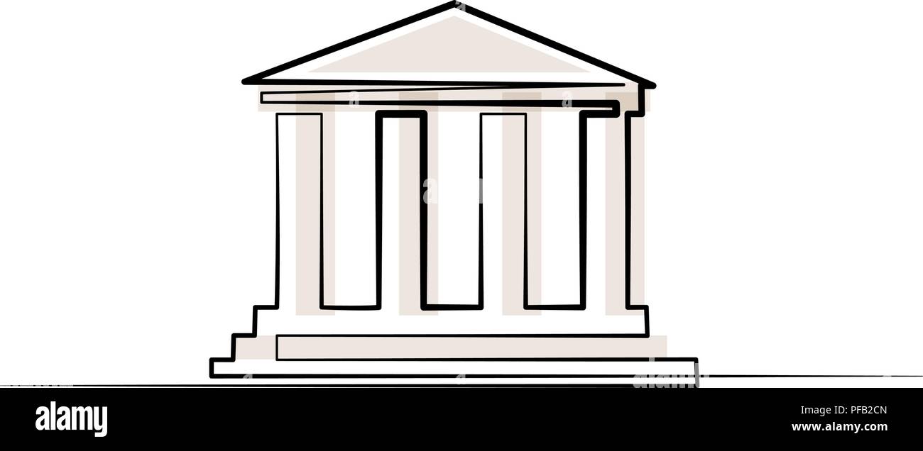 Continuous one line drawing. Column and culture icon. Vector ...