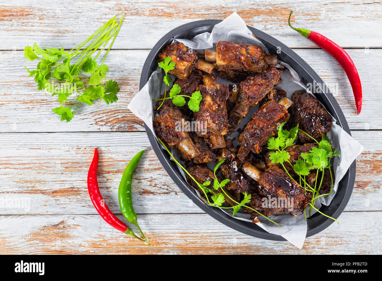 delicious hot sticky ribs seasoned with a spicy garlic ginger barbecue ...