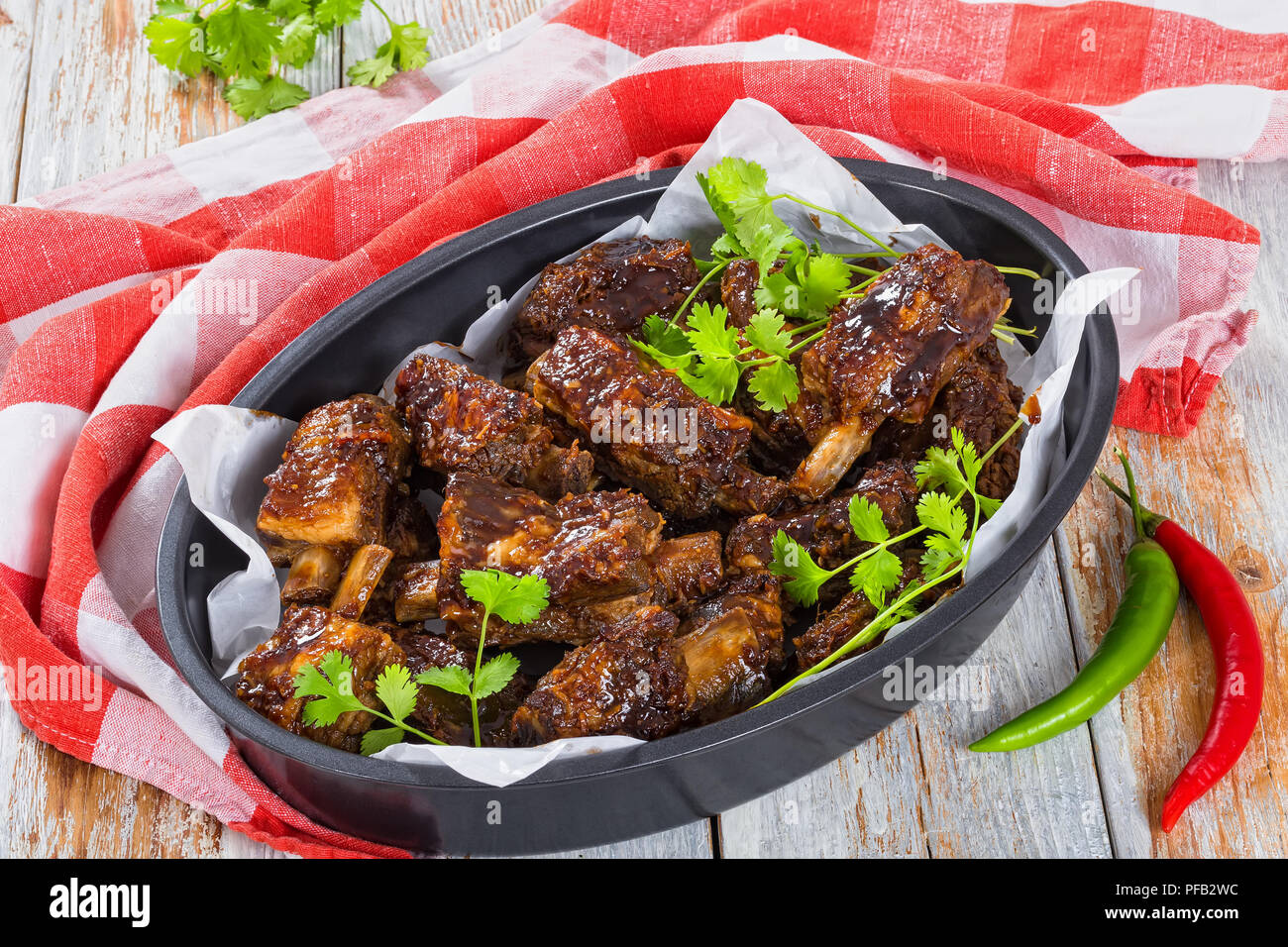 delicious hot sticky ribs seasoned with a spicy garlic ginger barbecue ...