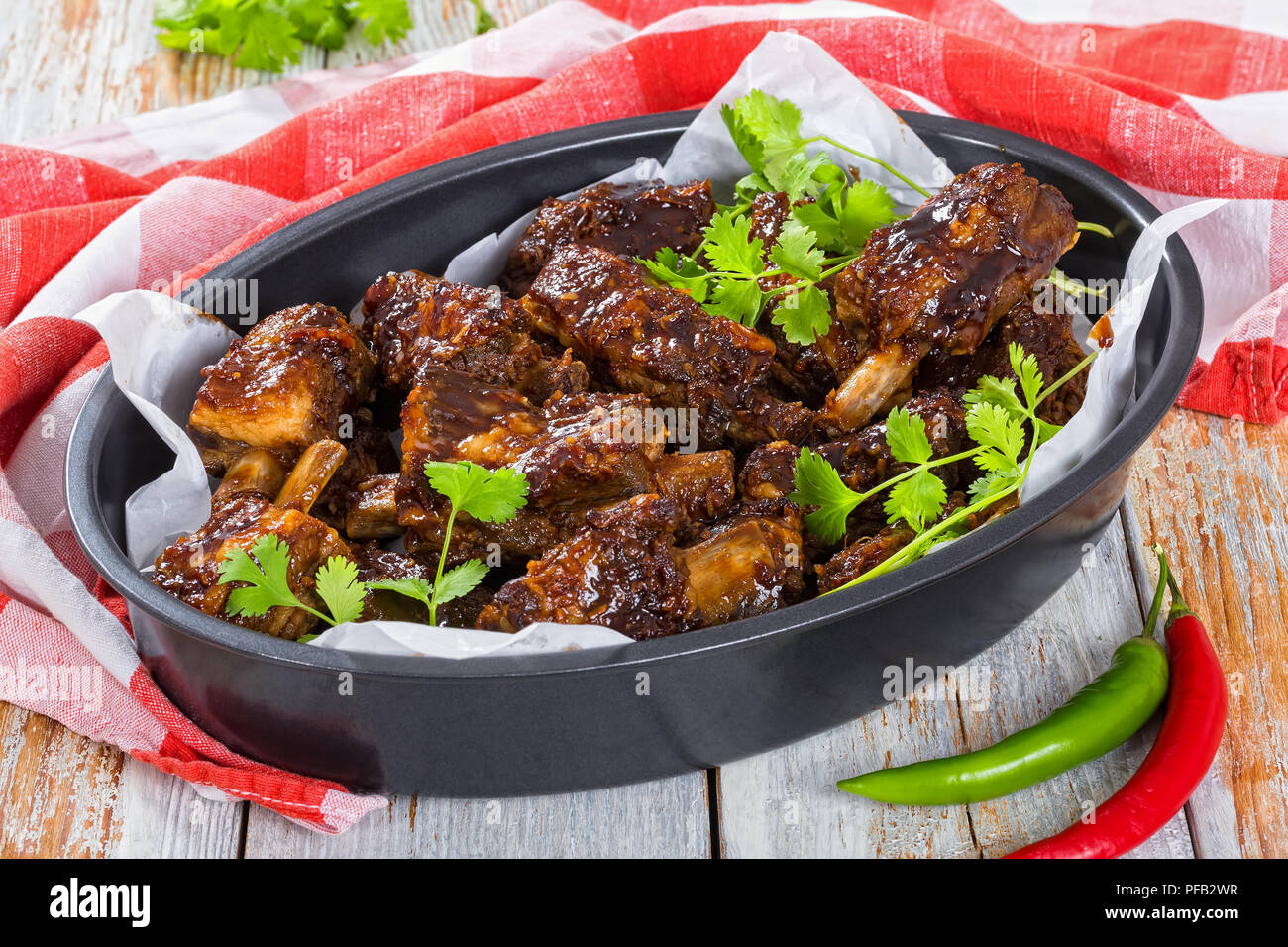 delicious hot sticky ribs seasoned with a spicy garlic ginger barbecue ...