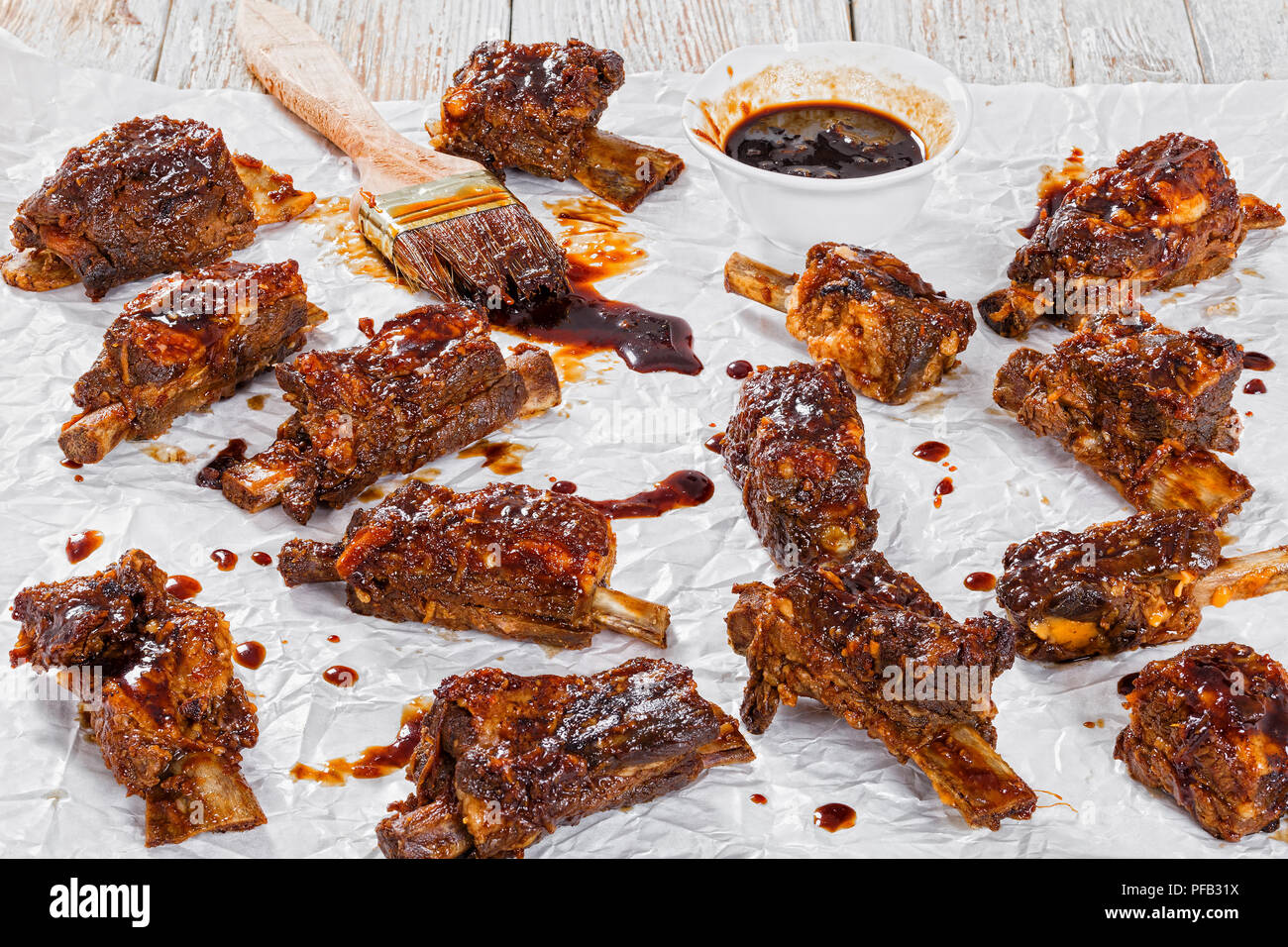 delicious hot sticky ribs seasoned with spicy soy garlic ginger ...