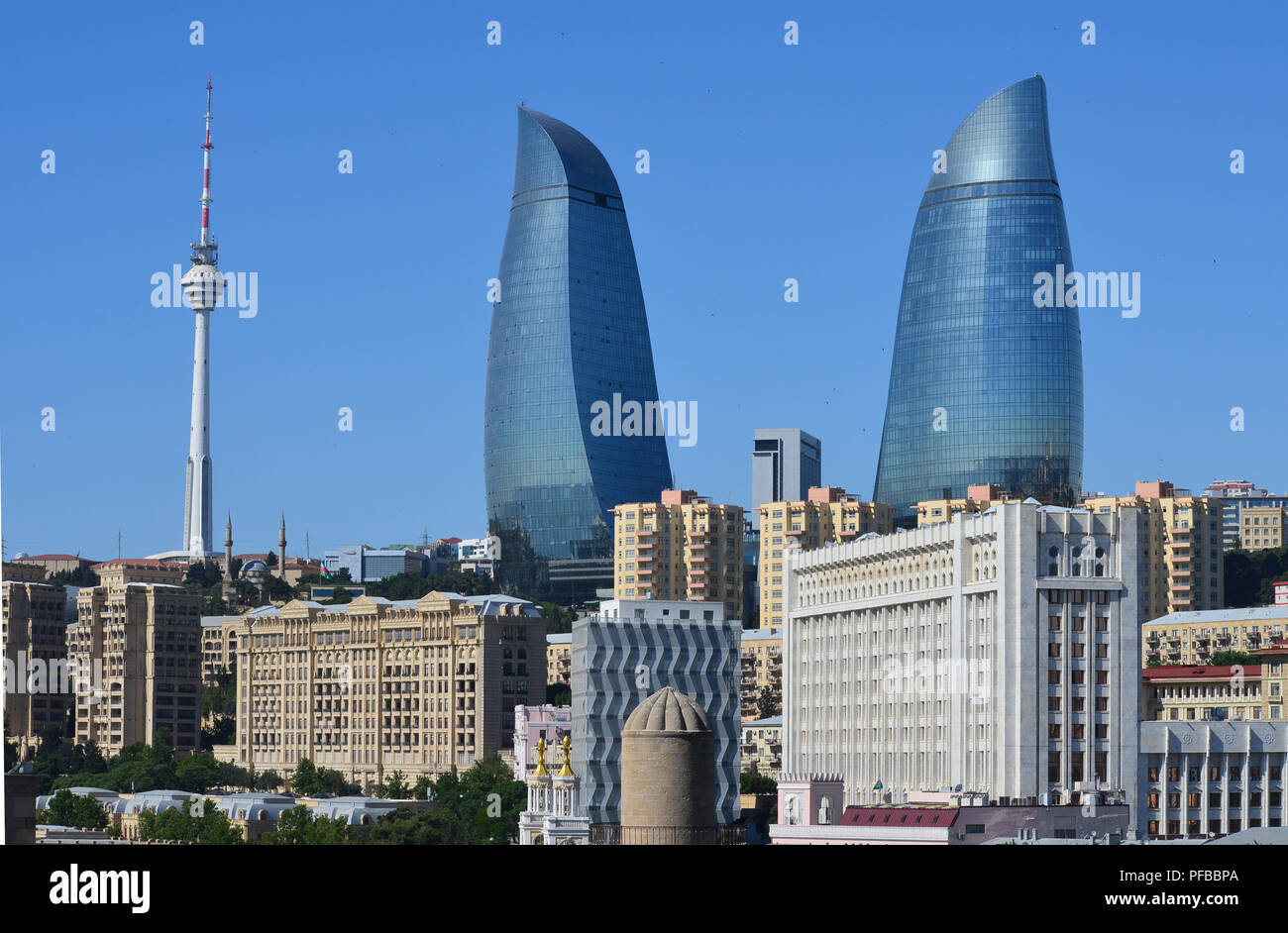 The Flame Towers, iconic buildings of Baku, capital city of Azerbaijan ...