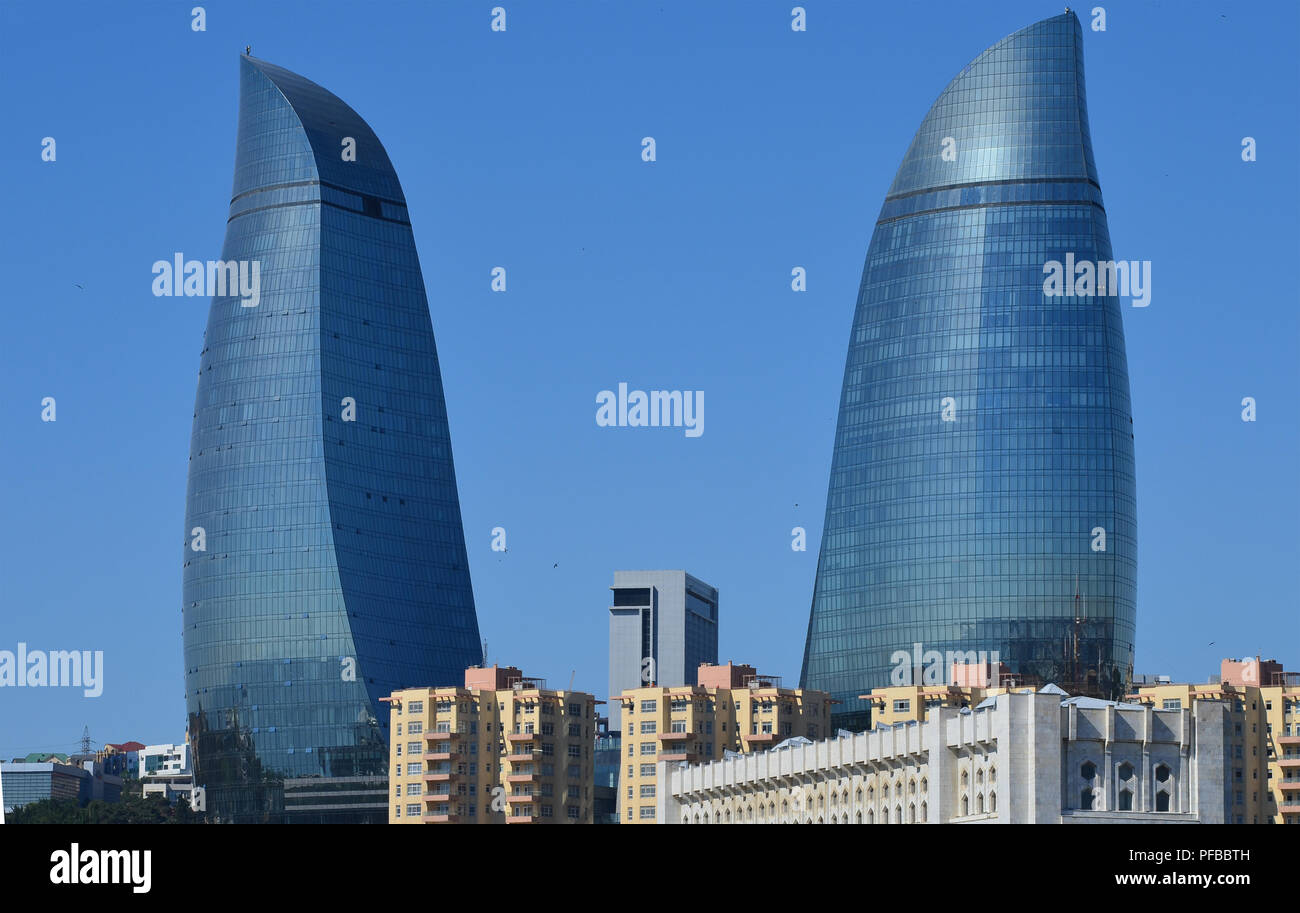 The Flame Towers, iconic buildings of Baku, capital city of Azerbaijan ...