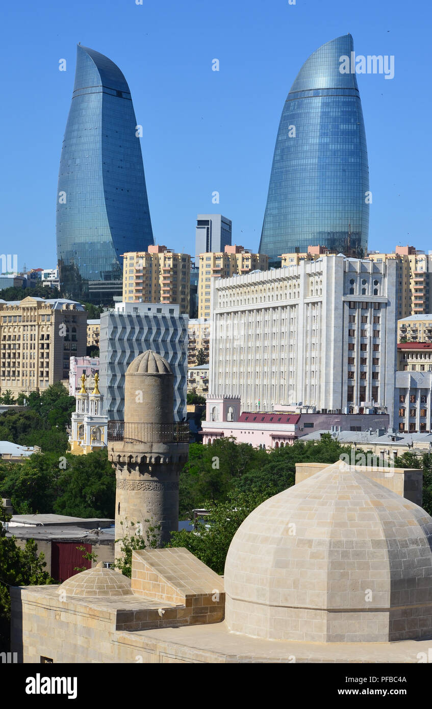 The Flame Towers, iconic buildings of Baku, capital city of Azerbaijan ...