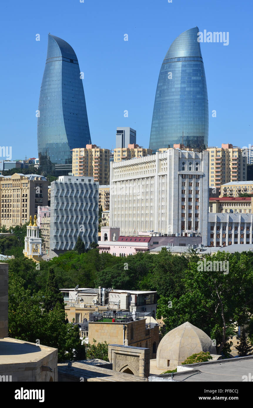 The Flame Towers, iconic buildings of Baku, capital city of Azerbaijan ...