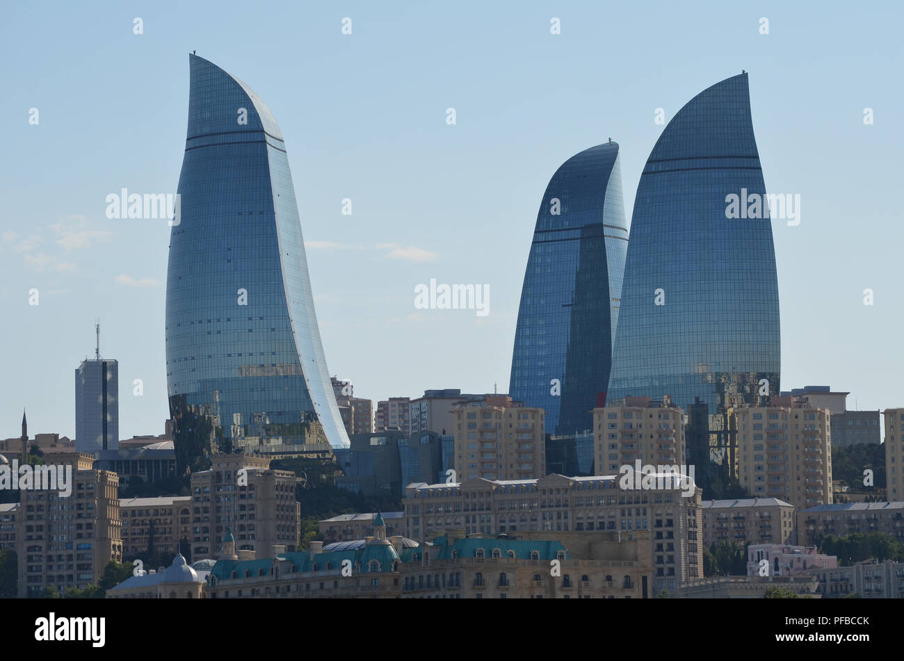 The Flame Towers, iconic buildings of Baku, capital city of Azerbaijan ...