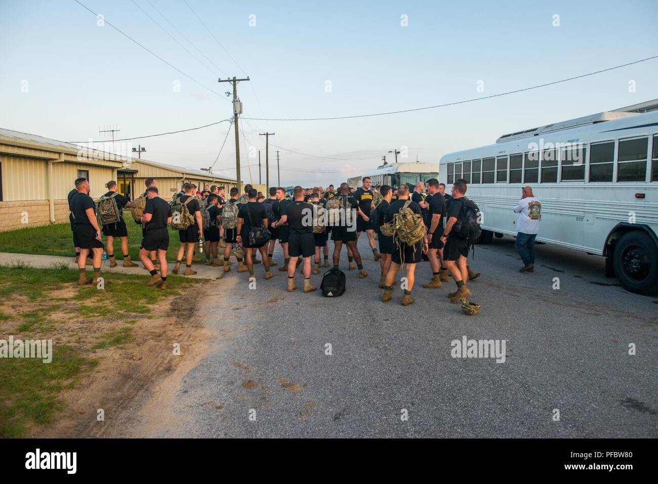 Soldiers from the 6th Ranger Training Battalion, at Camp Rudder ...
