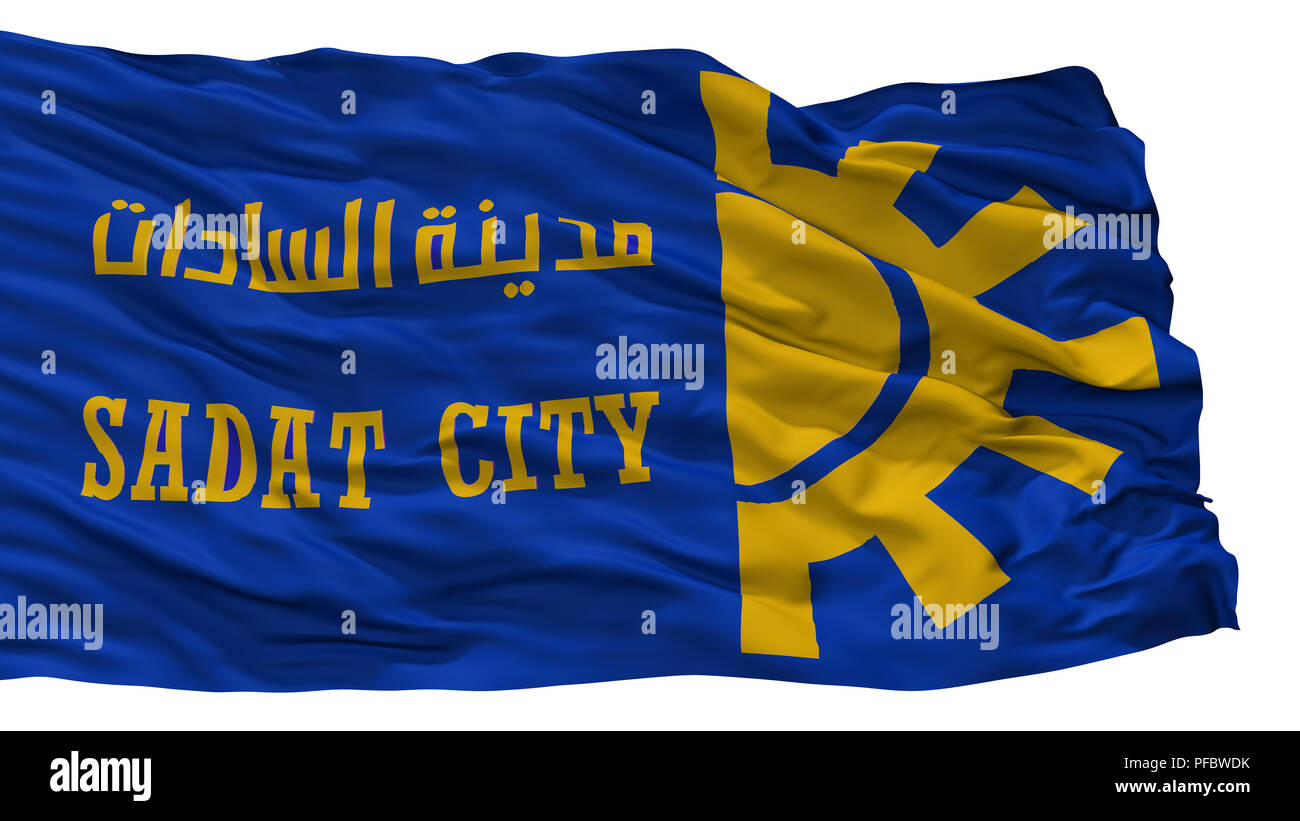 Sadat City Flag, Egypt, Isolated On White Background Stock Photo - Alamy