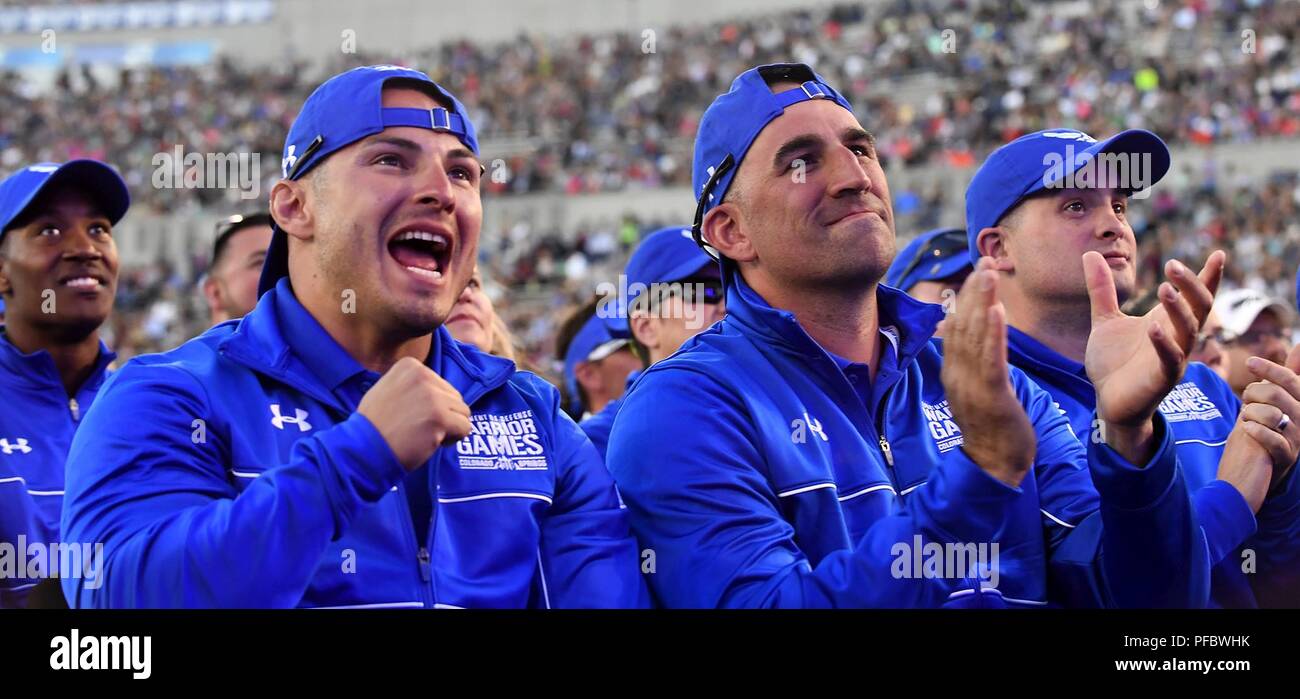 Members of Team Air Force cheer during the opening ceremony of the ...