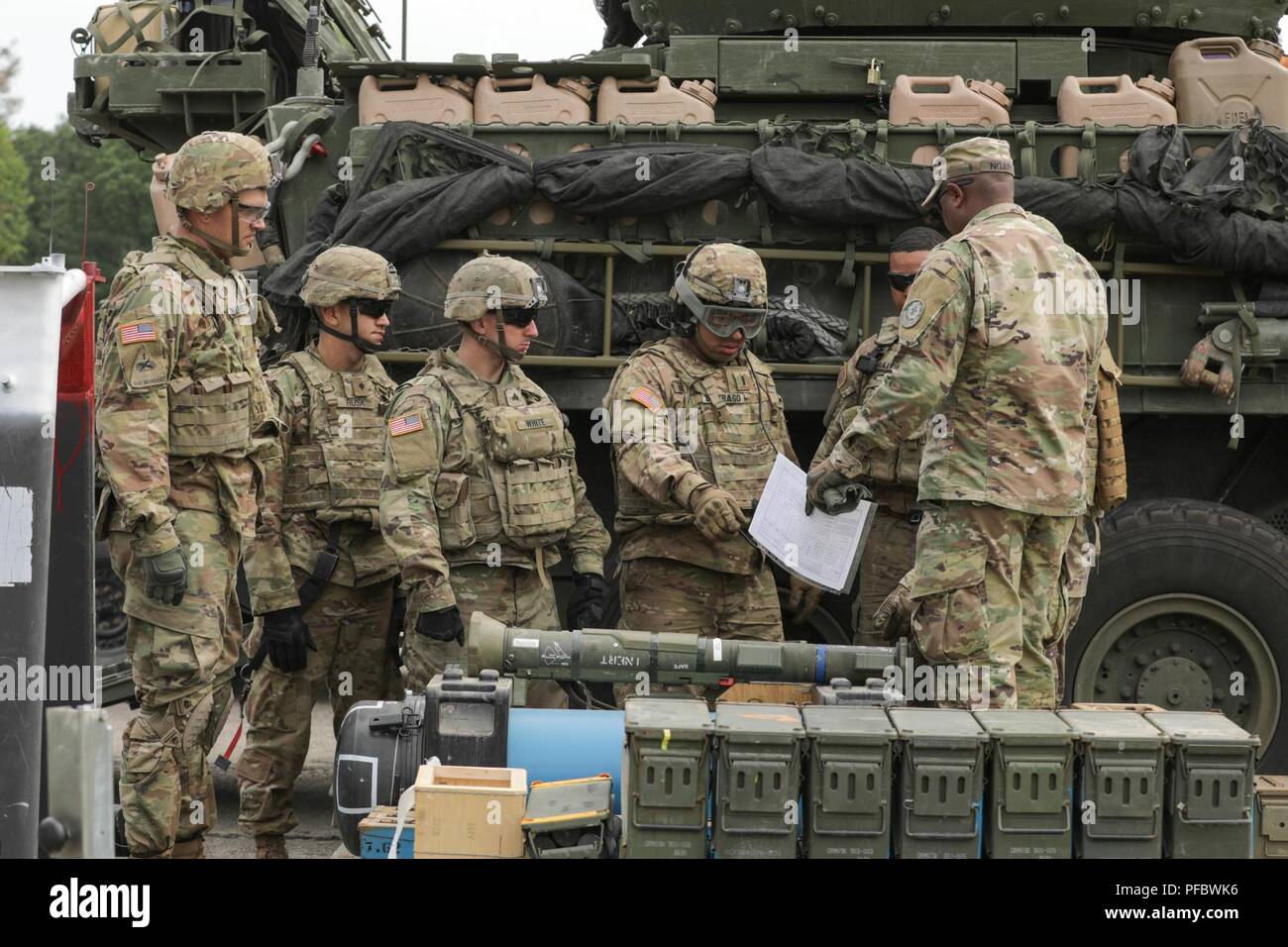 A Stryker crew from the 4th Squadron, 2d Cavalry Regiment prepares to ...