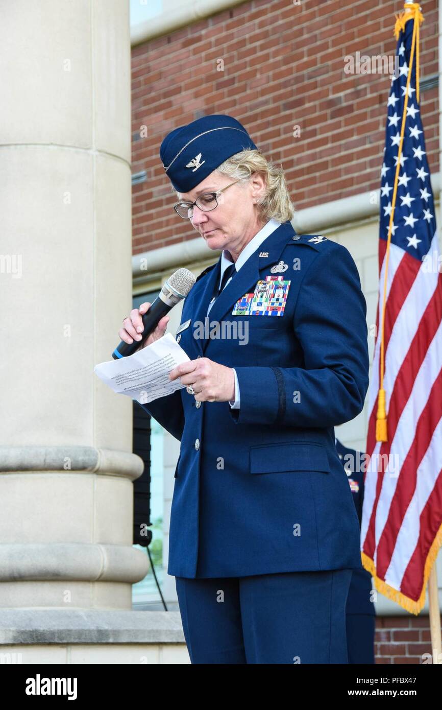 Col. Lawana Nelson, Commander, 118th Mission Support Group, gathers her ...