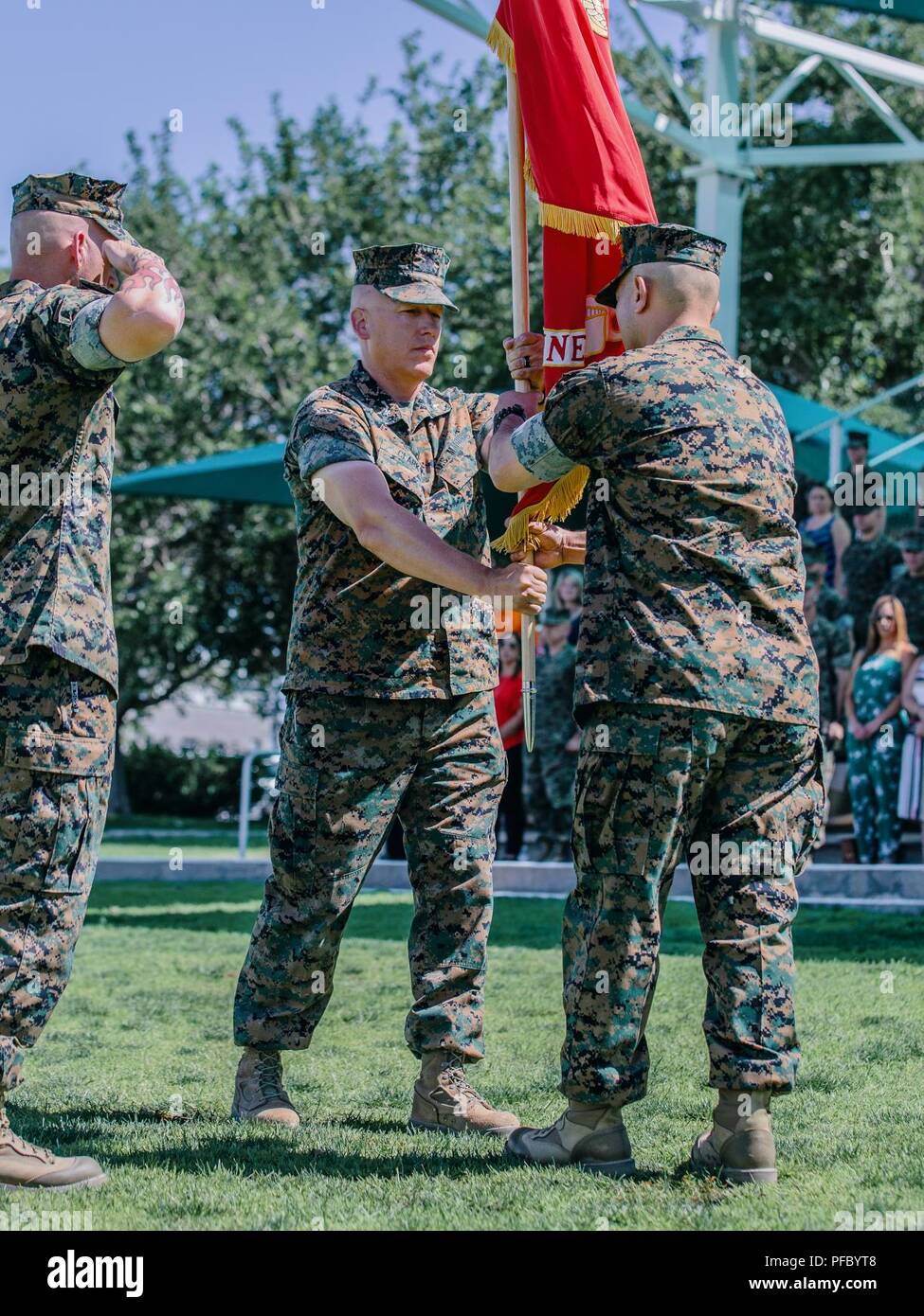 Lt. Col. Erick T. Clark, off-going commanding officer, 1st Battalion ...