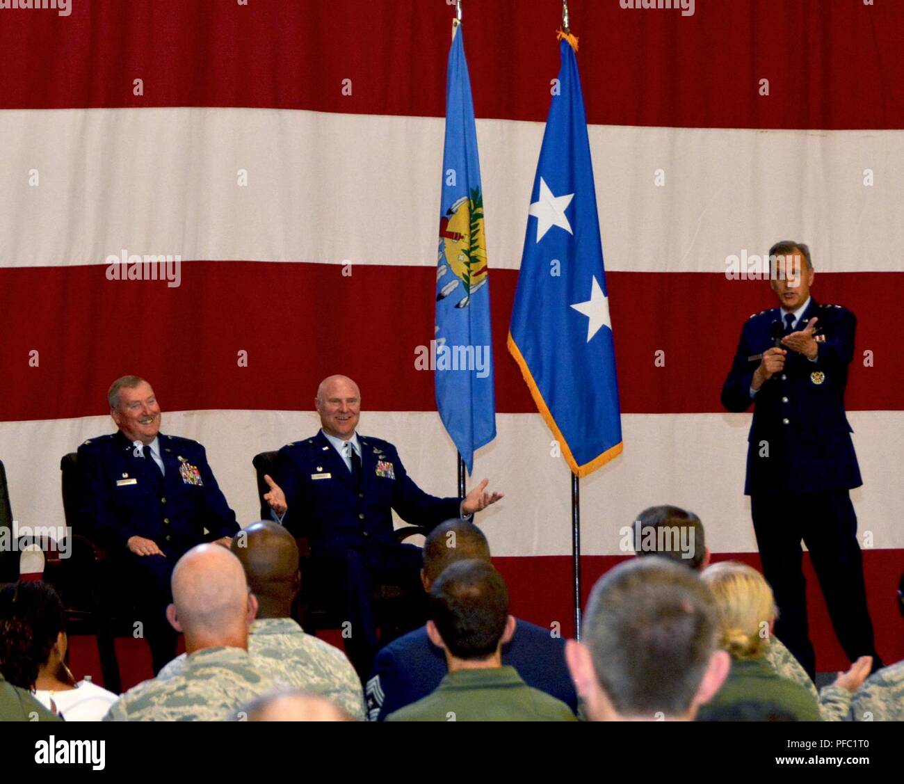 Maj. Gen. Randall Ogden, Fourth Air Force commander, delivers a speech ...