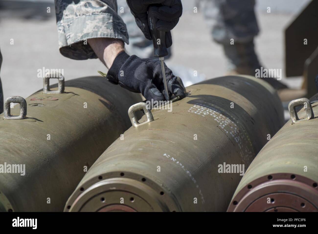 U.S Air Force Tech. Sgt. Micah Parcher, munitions line delivery ...