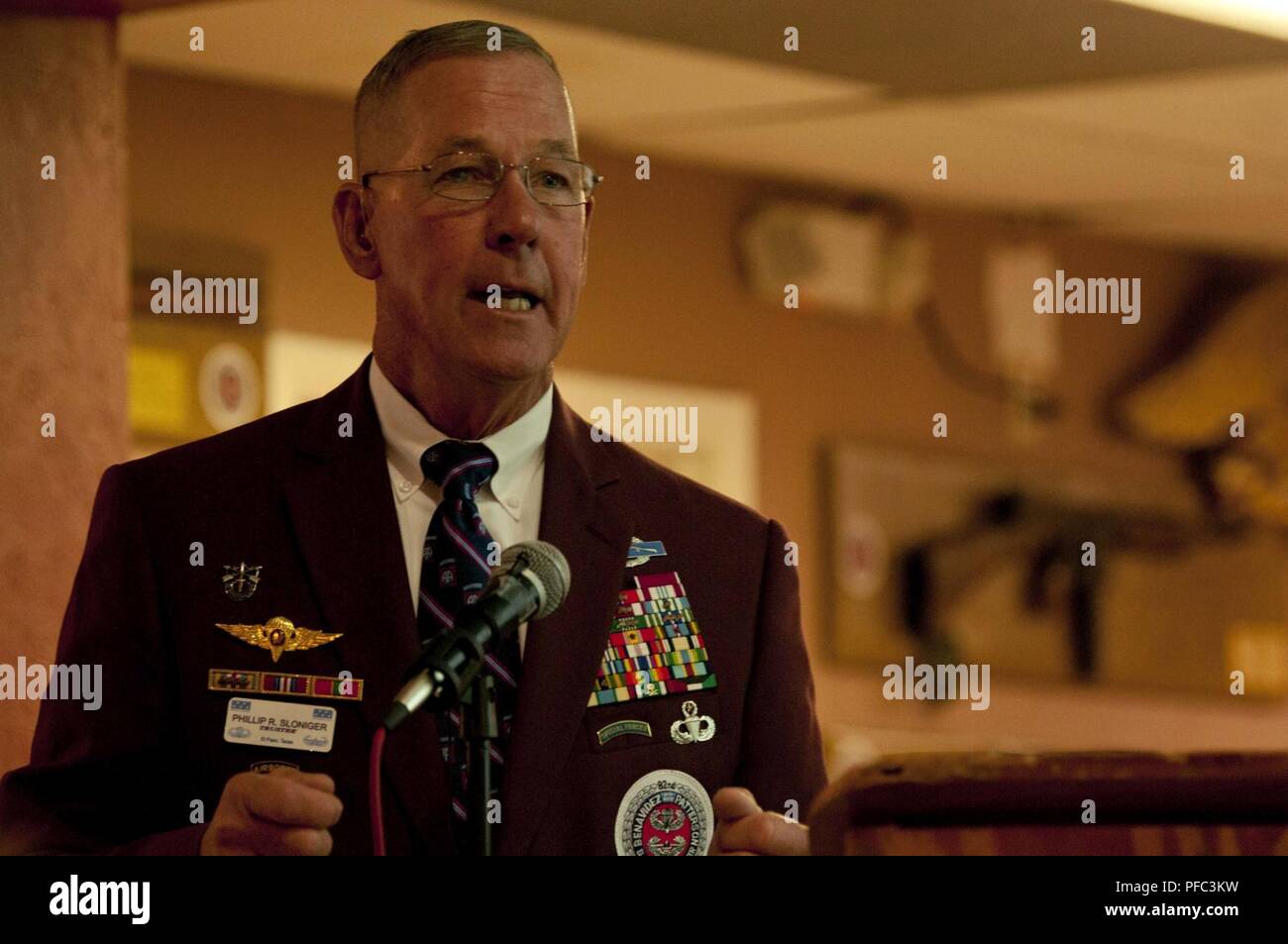 Command Sgt. Maj. (Ret.) Phillip Saloniger gives the keynote speech ...