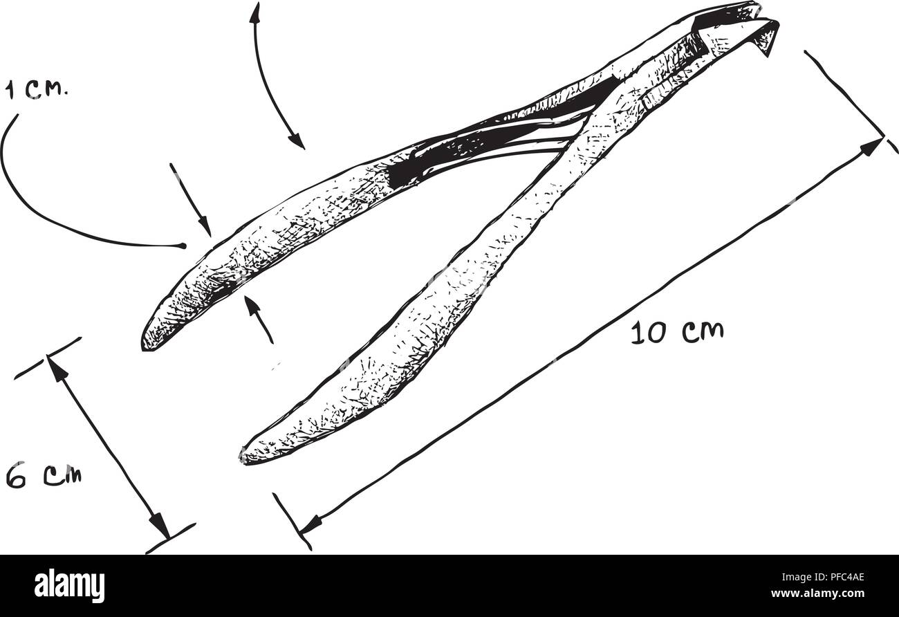 Illustration Hand Drawn Sketch Dimension of Nail Clipper or Nipper Type ...