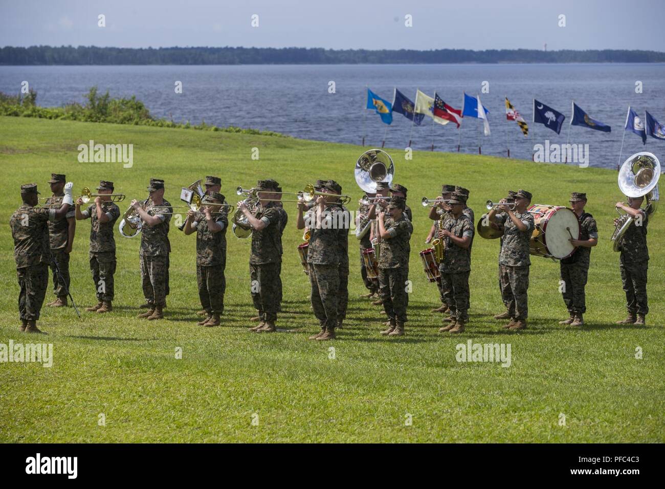 U.S. Marines with the 2nd Marine Division Band perform during the 2nd ...