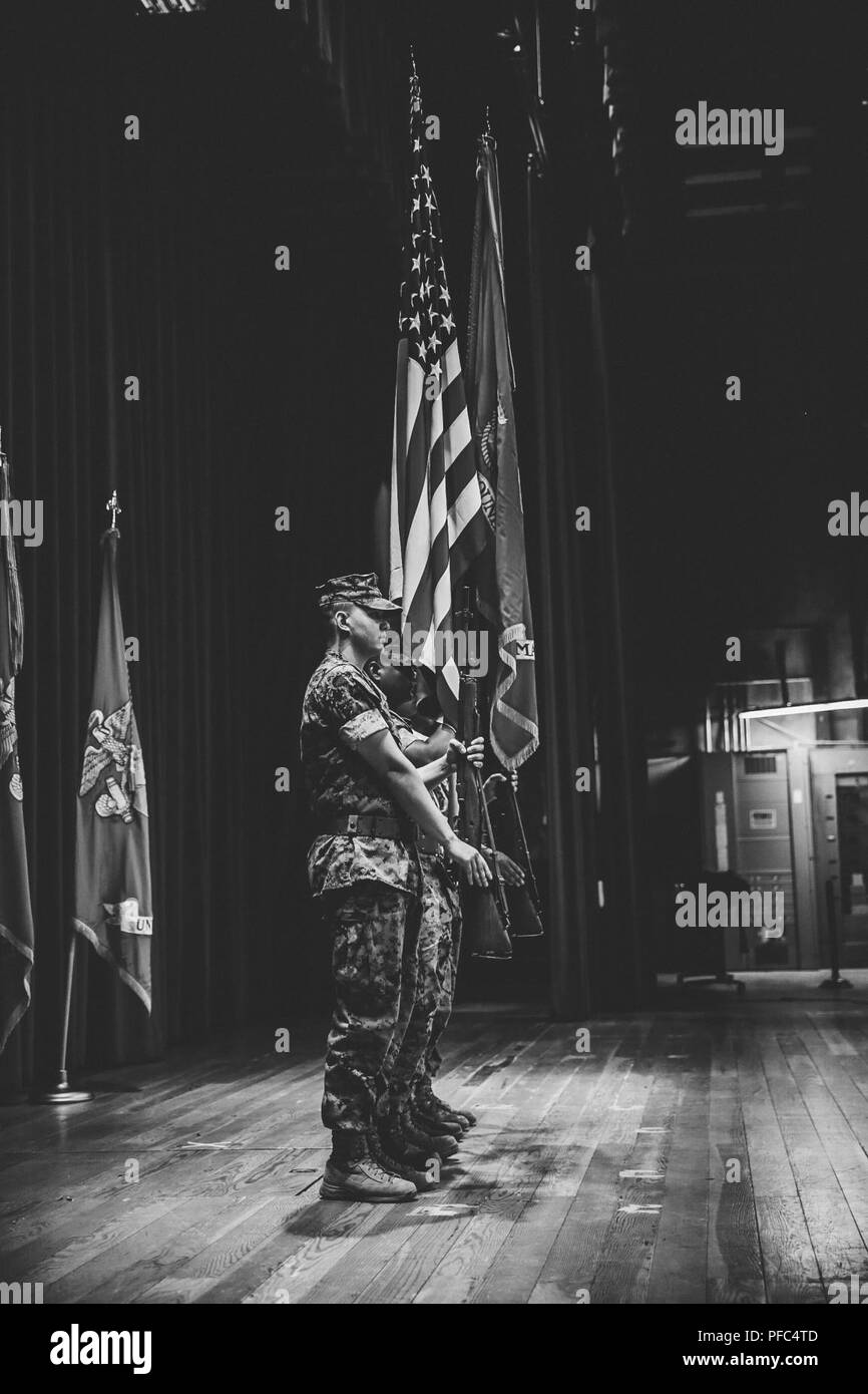 The Headquarters Battalion Color Guard prepares to present colors ...
