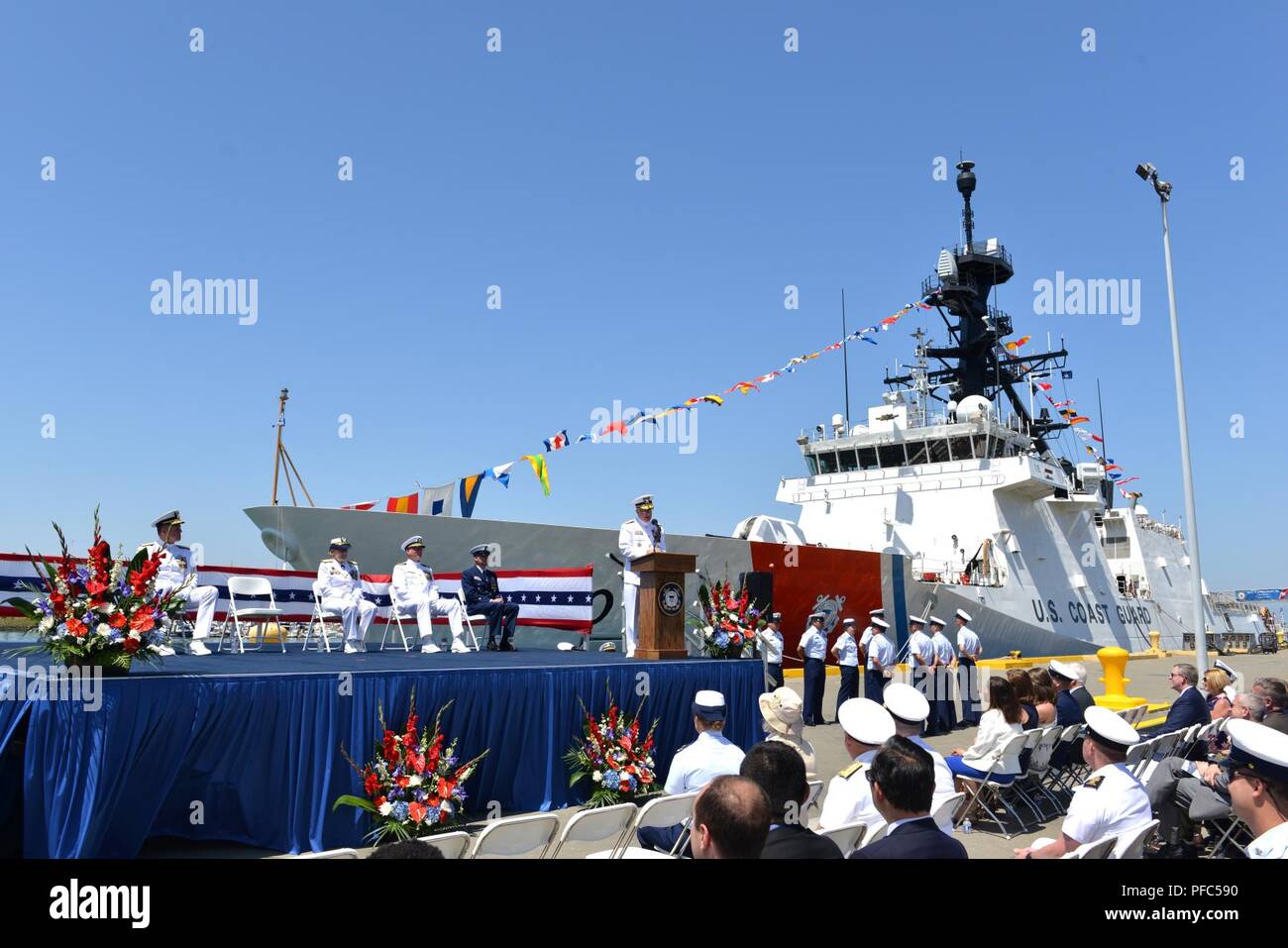 Vice Adm. Fred M. Midgette (retired) speaks during the Coast Guard ...