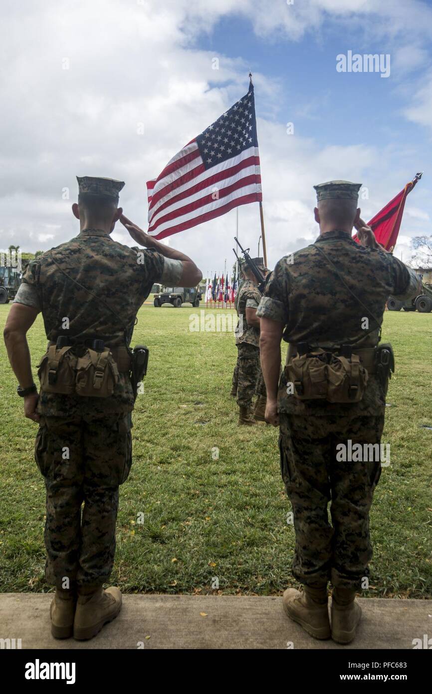 U.S. Marine Corps Lt. Col. Bolivar Pluas and Lt. Col. Paul Goguen ...