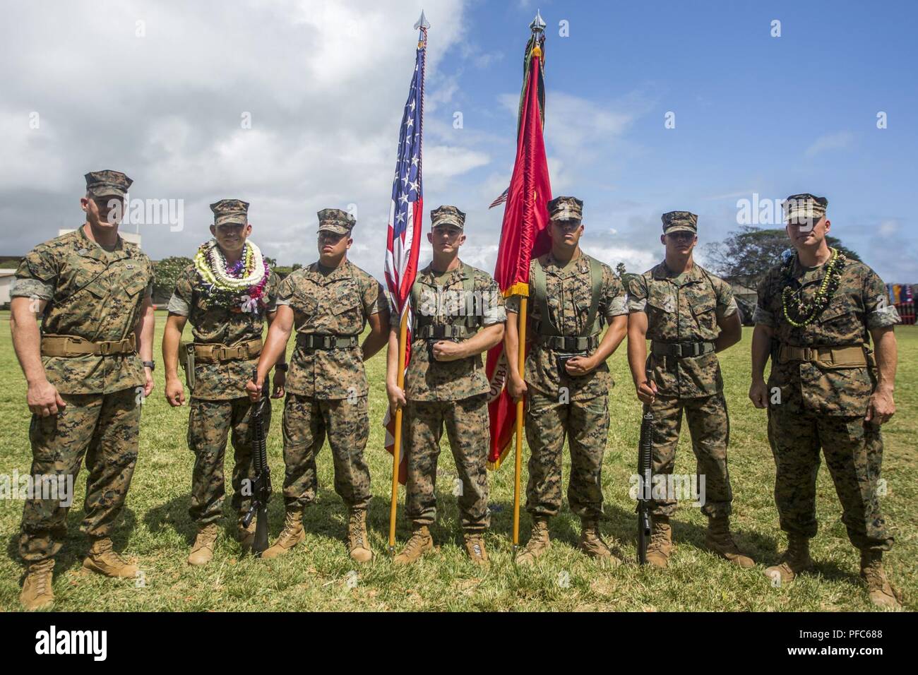 U.S. Marines with Combat Logistics Battalion 3 (CLB-3) pose for a photo ...