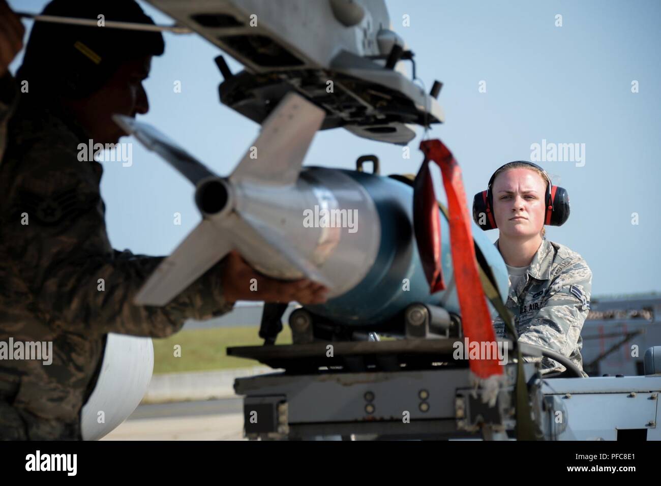 U.S. Air Force weapons loaders from the New Jersey Air National Guard's ...