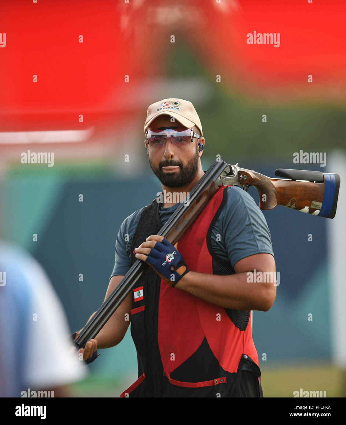 Palembang. 21st Aug, 2018. Alain Moussa of Lebanon competes during the ...