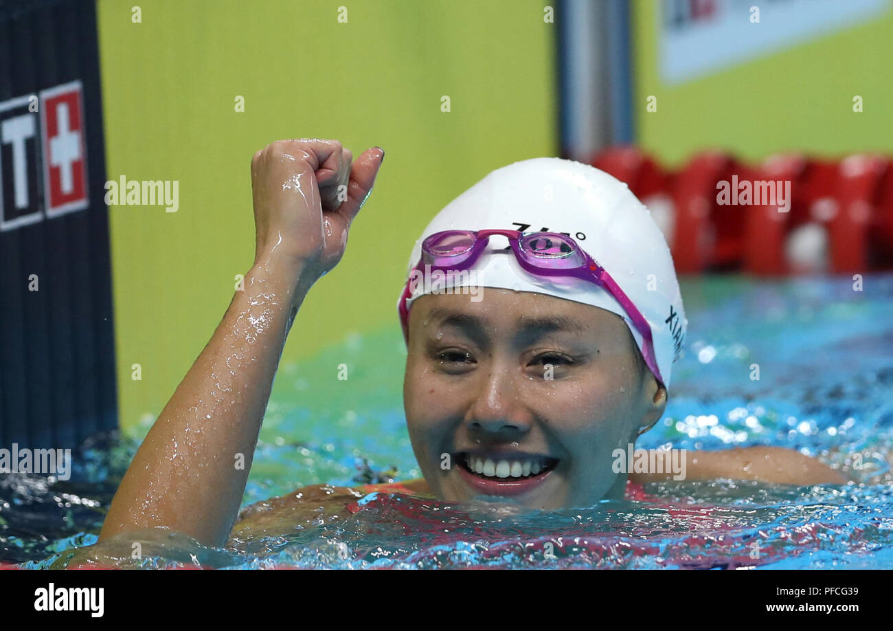 Jakarta, Indonesia. 21st Aug, 2018. Liu Xiang of China celebrates after ...