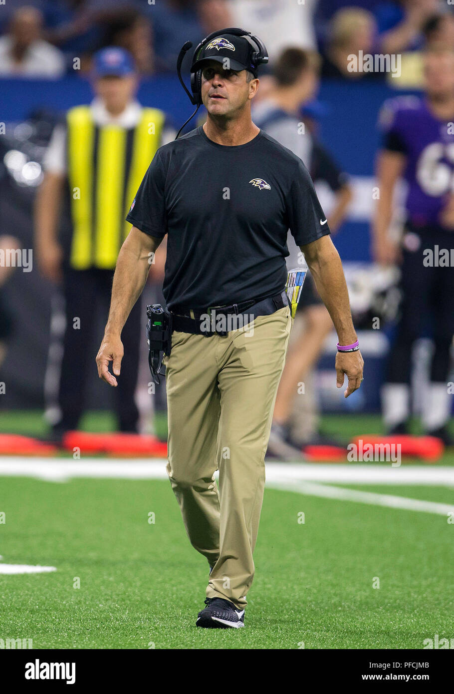August 20, 2018: Baltimore Ravens head coach John Harbaugh during NFL ...