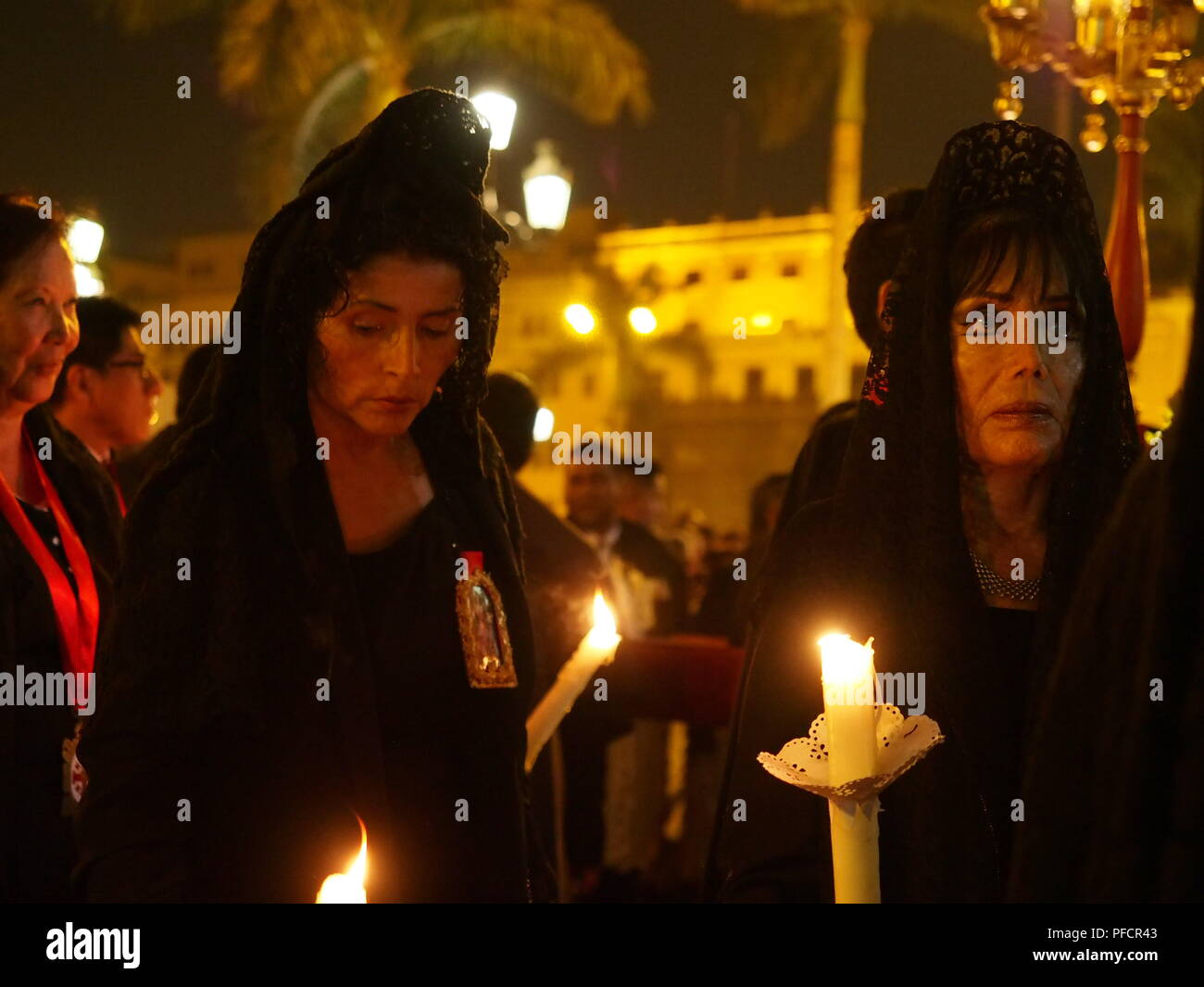 Female devotees of Saint Mary Magdalene brotherhood, black dressed ...