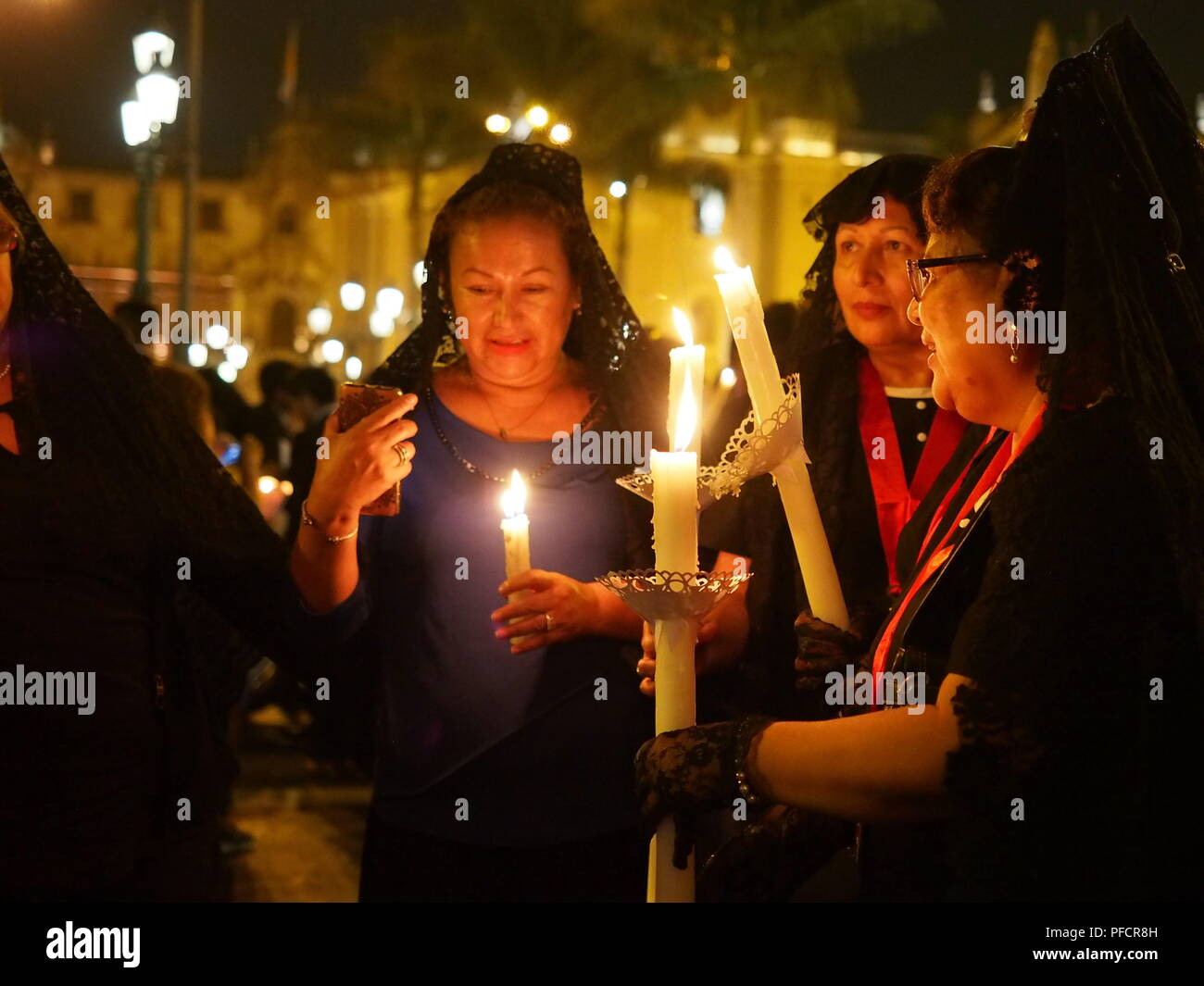 Female devotees of Saint Mary Magdalene brotherhood, black dressed ...