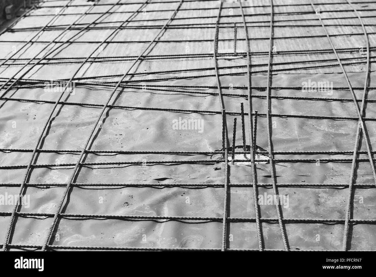 reinforcement in the Foundation prepared for pouring concrete Stock ...