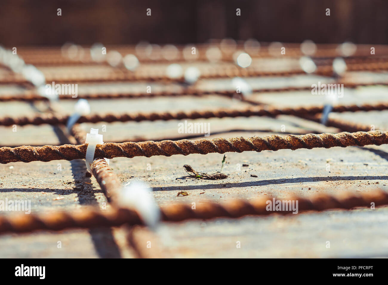 reinforcement in the Foundation prepared for pouring concrete Stock ...
