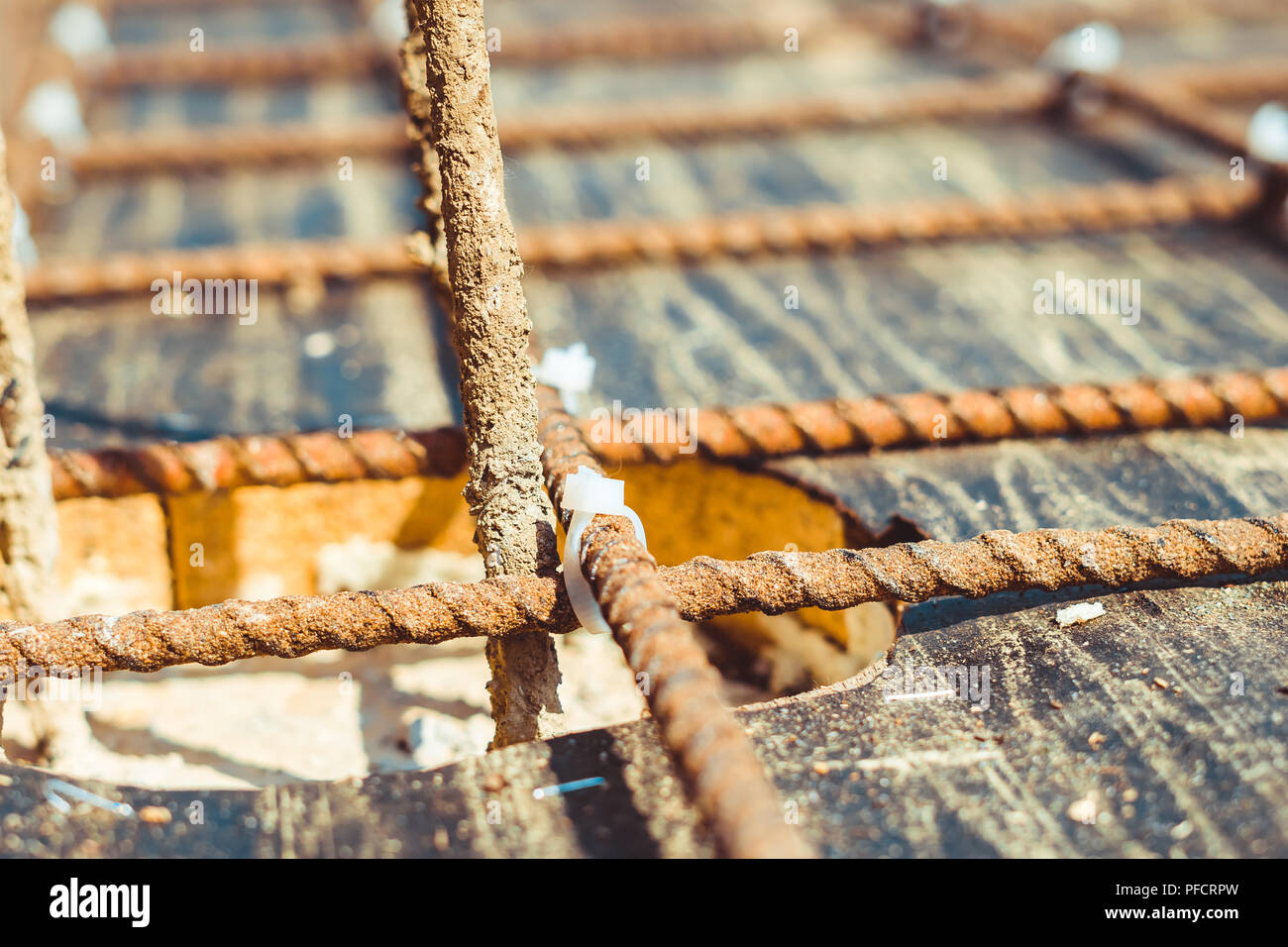 reinforcement in the Foundation prepared for pouring concrete Stock ...