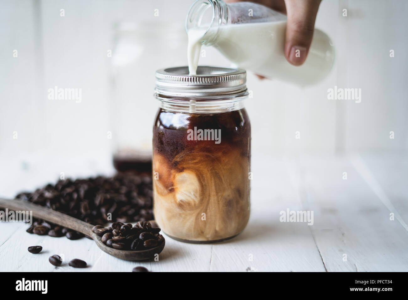 Cold brew coffee Arabica coffee In a glass bottle Stock Photo - Alamy