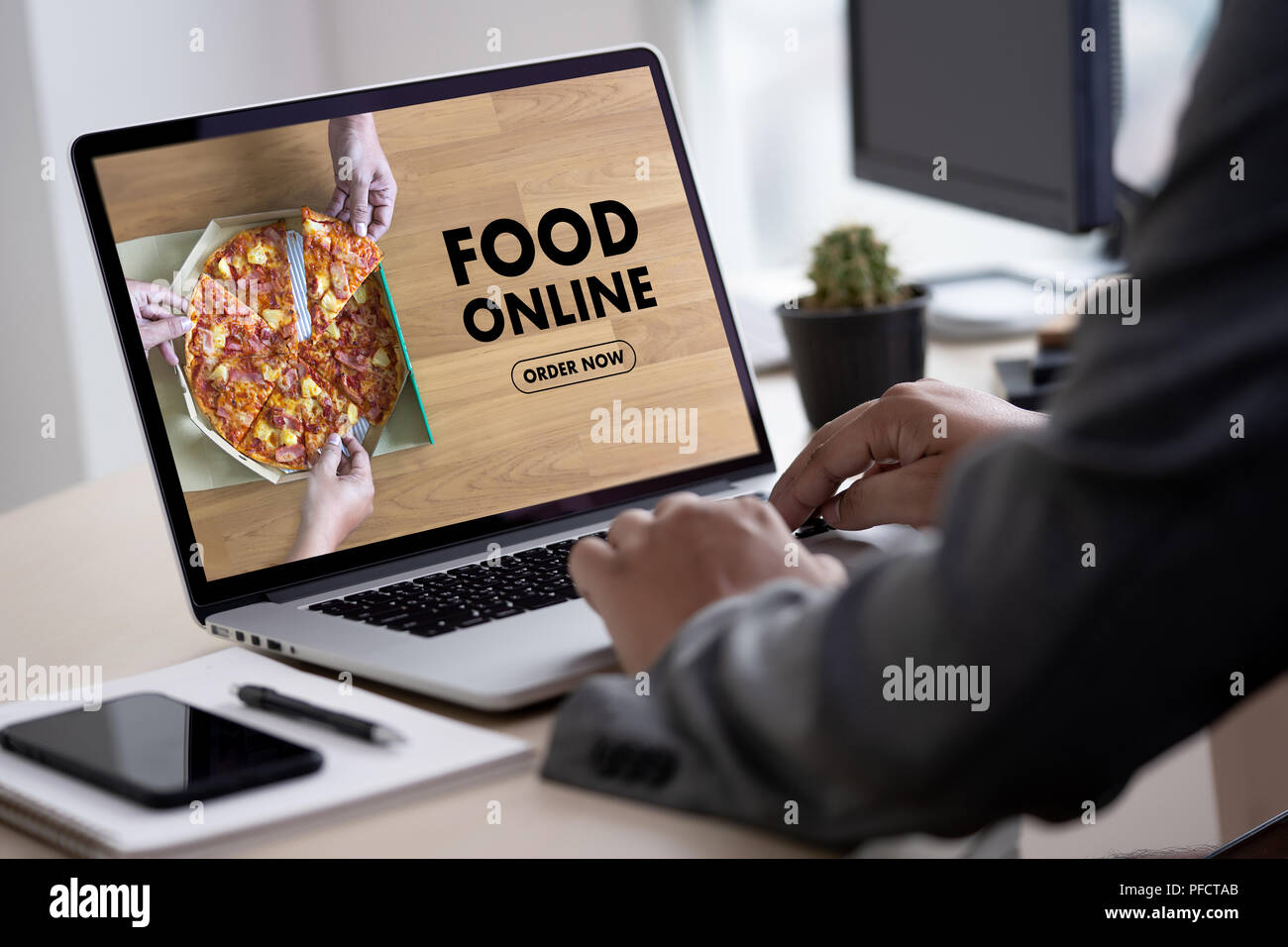 Close up woman ordering food online by internet Concept order food ...