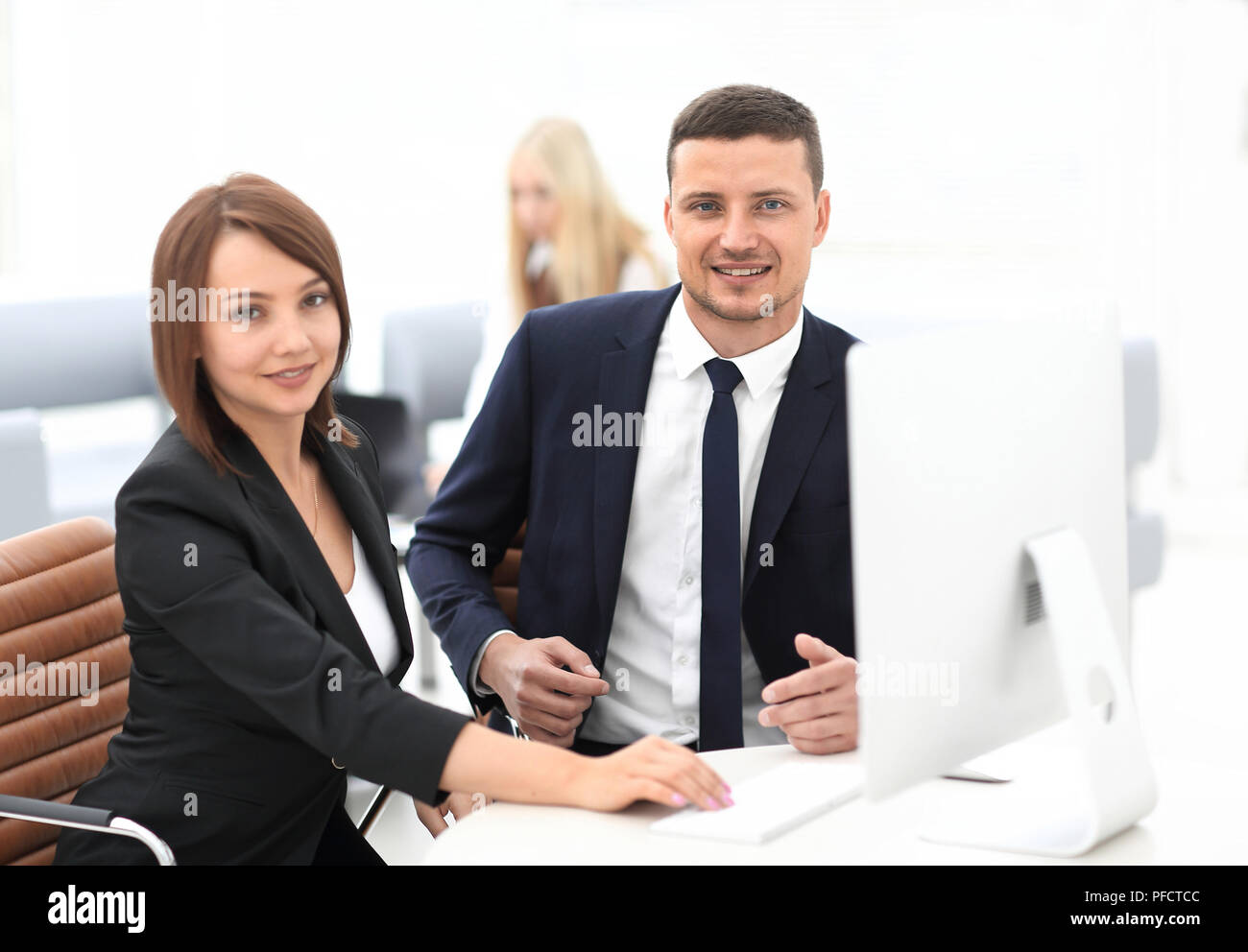 experienced employees of the company during working hours Stock Photo ...