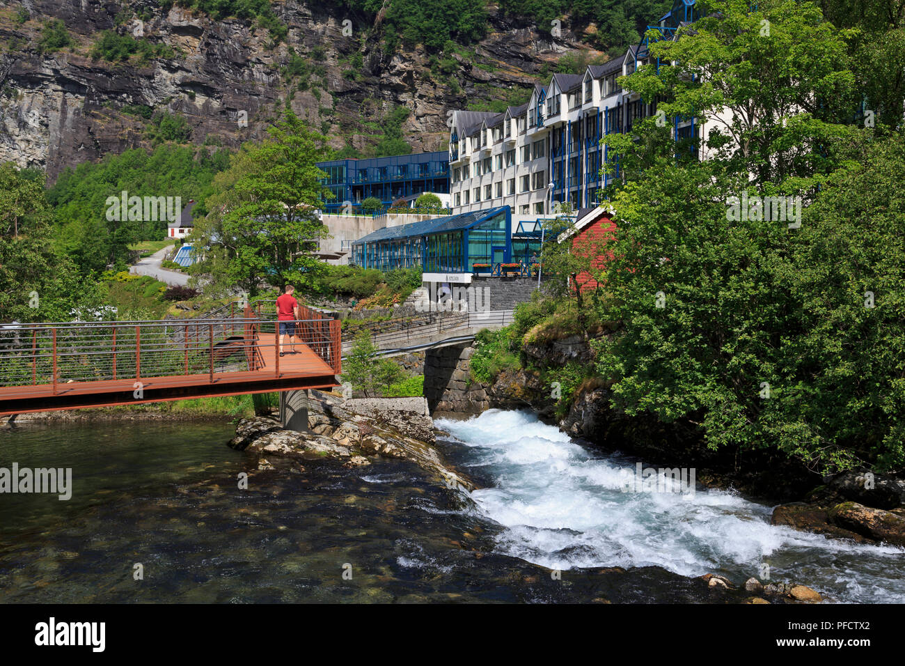 Bridge over Geirangelva River, Geiranger Village, More og Romsdal ...