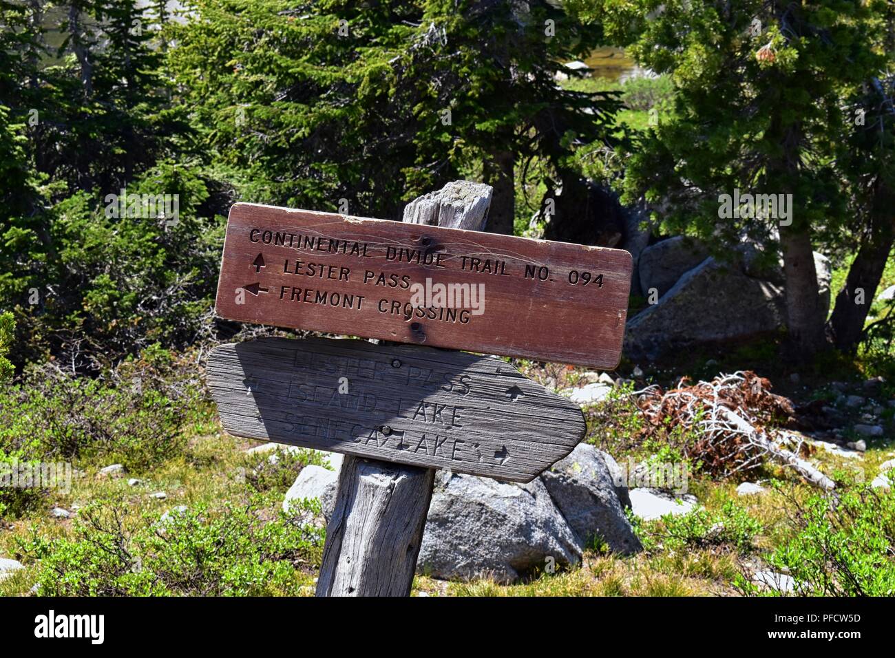 Continental Divide Trail sign post in Wind Rivers Range Wyoming along ...