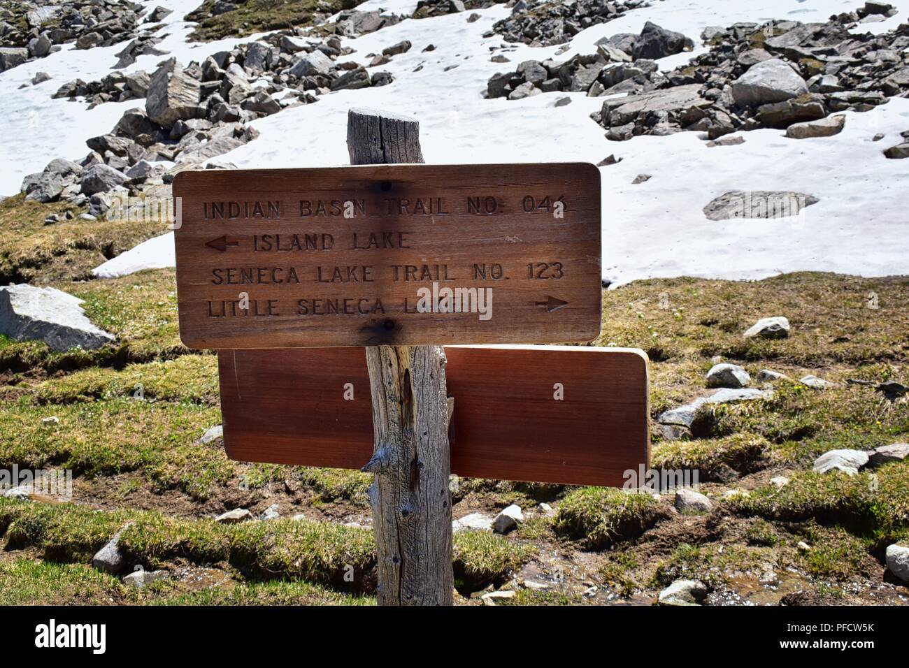 Continental Divide Trail sign post in Wind Rivers Range Wyoming along ...