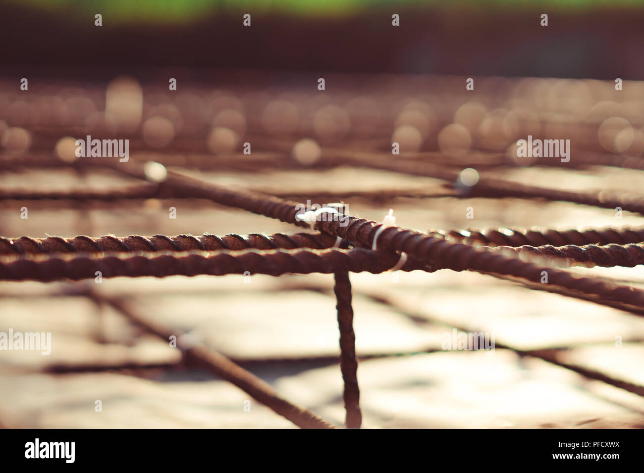 reinforcement in the Foundation prepared for pouring concrete Stock ...