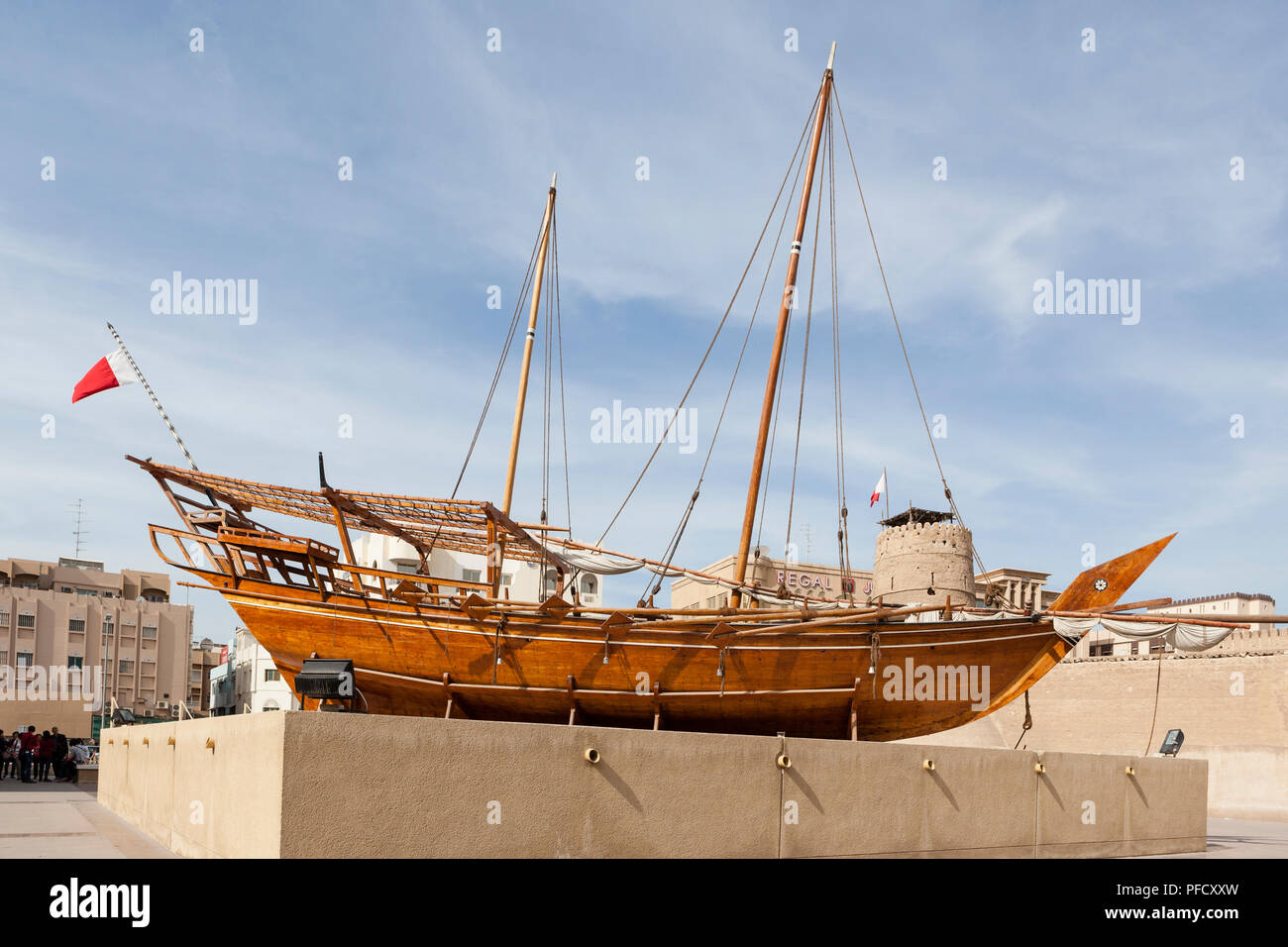 Traditional Arab Dhow at Dubai Museum, Dubai, United Arab Emirates. The ...