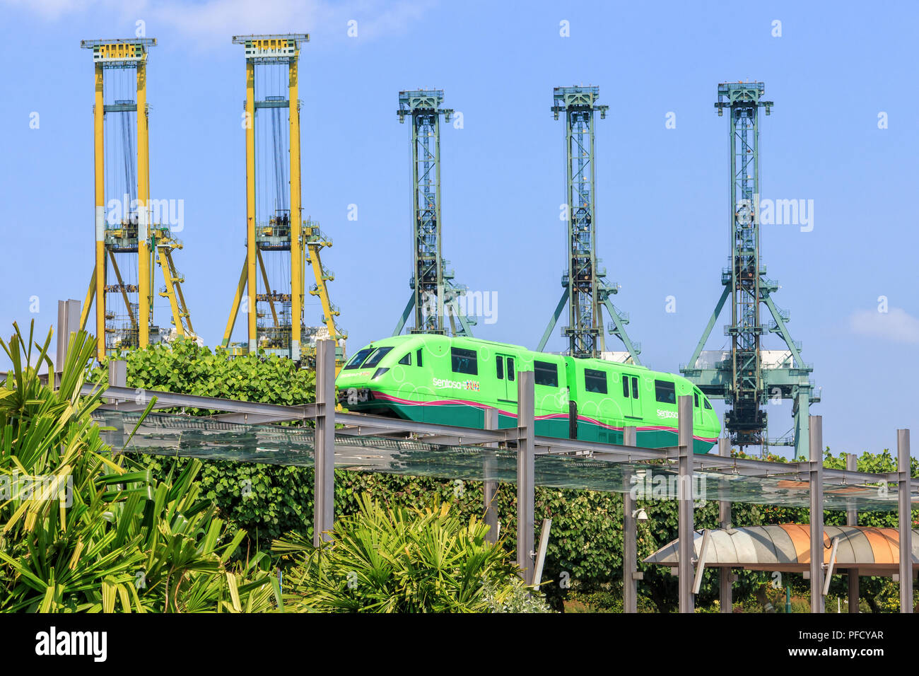 Singapore - July 13, 2018: The Sentosa Express Train Connecting Sentosa ...