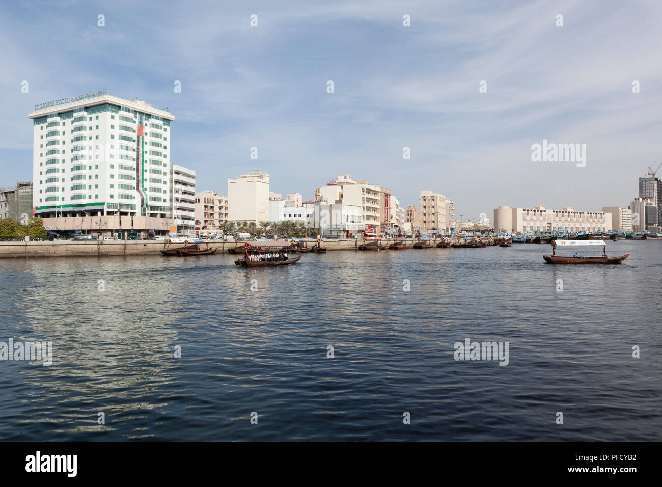 Traditional abra boats on the Dubai Creek, UAE Stock Photo - Alamy