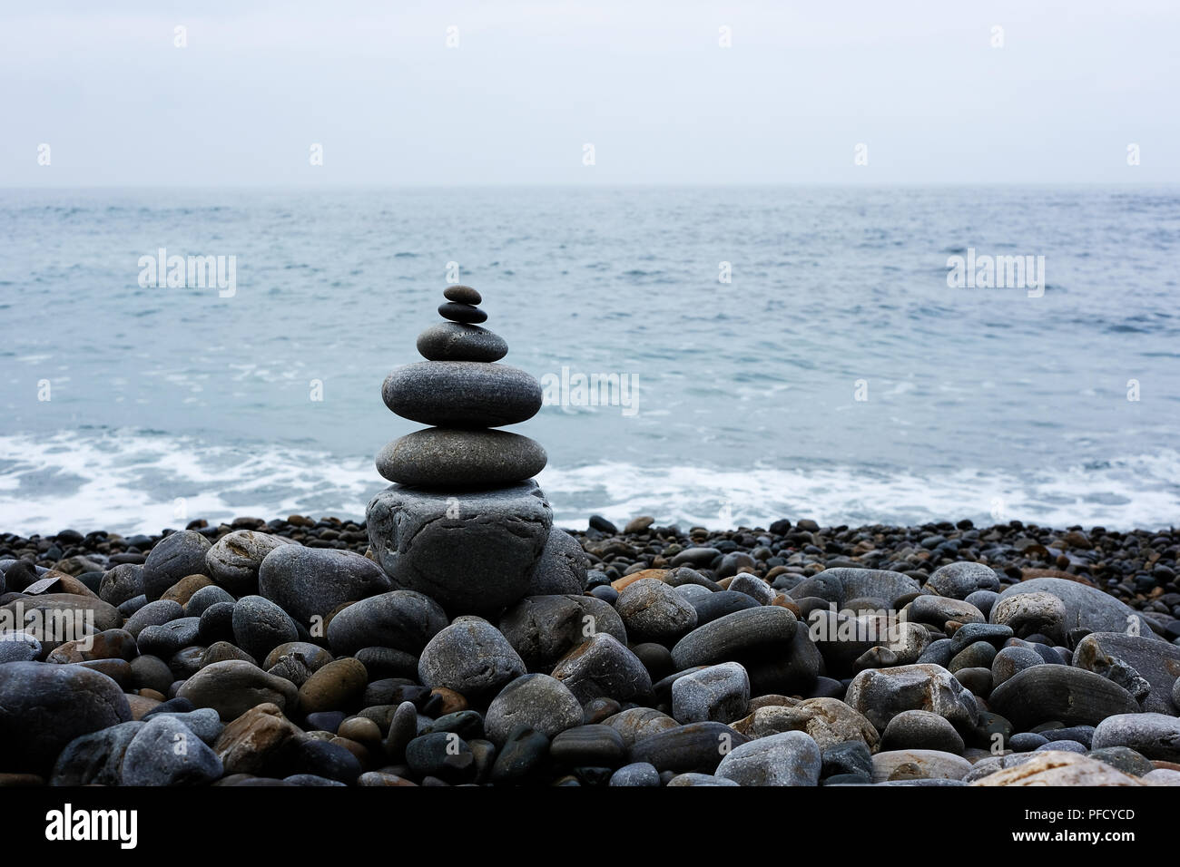 Stack of stone on the beach. Balance concept Stock Photo - Alamy