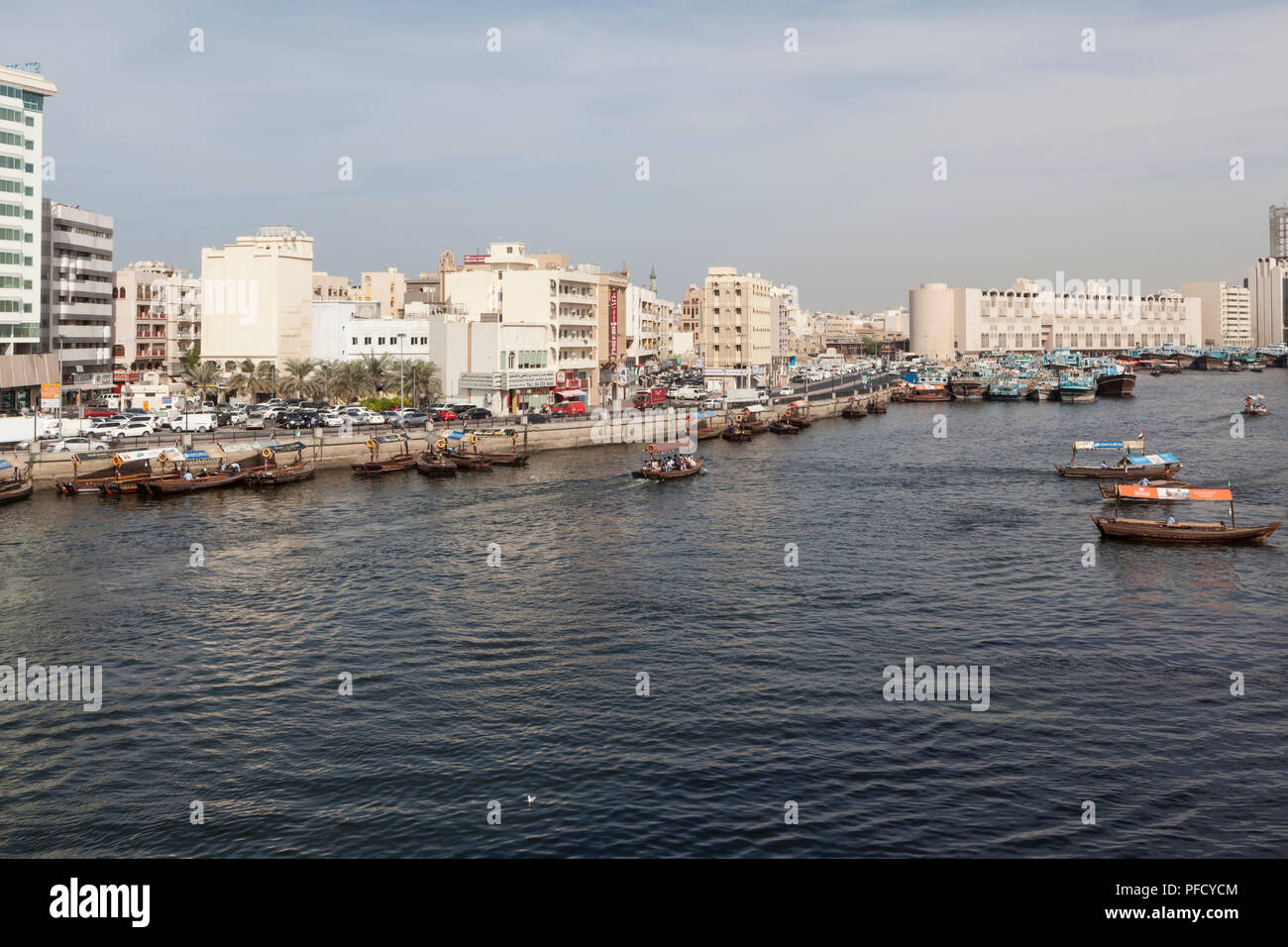Traditional abra and dhow boats on the Dubai Creek, UAE Stock Photo - Alamy